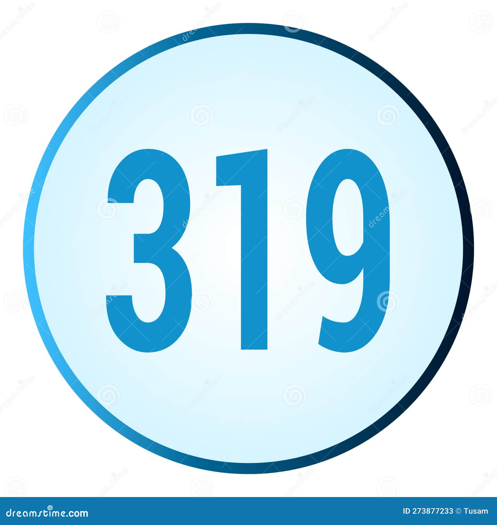 Number 319 Symbol or Logo with Round Frame in Blue Gradient Color Stock ...