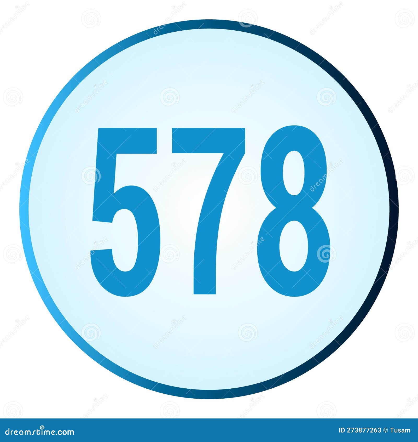 Number 578 Symbol or Logo with Round Frame in Blue Gradient Color Stock ...