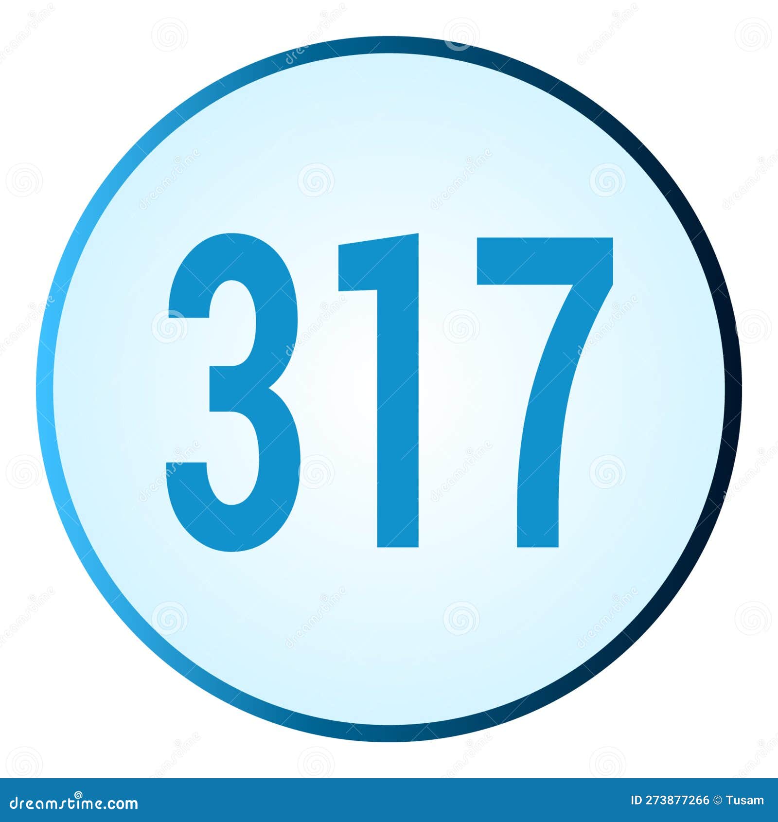 Number 317 Symbol or Logo with Round Frame in Blue Gradient Color Stock ...