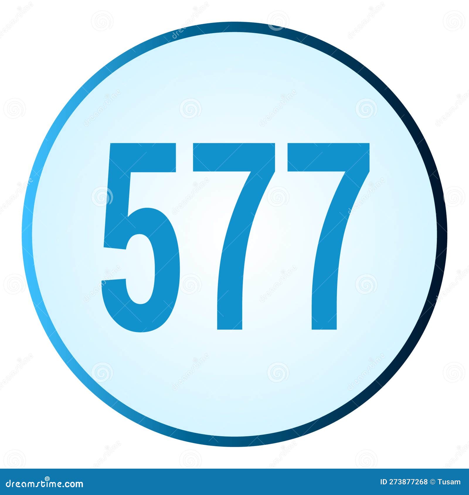 Number 577 Symbol or Logo with Round Frame in Blue Gradient Color Stock ...