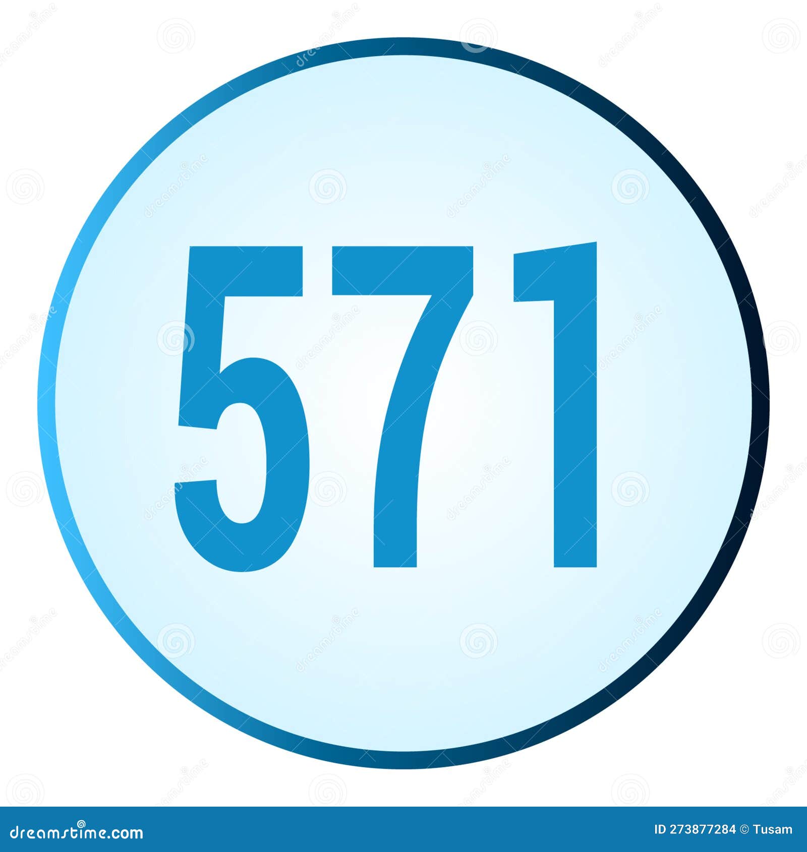 Number 571 Symbol or Logo with Round Frame in Blue Gradient Color Stock ...