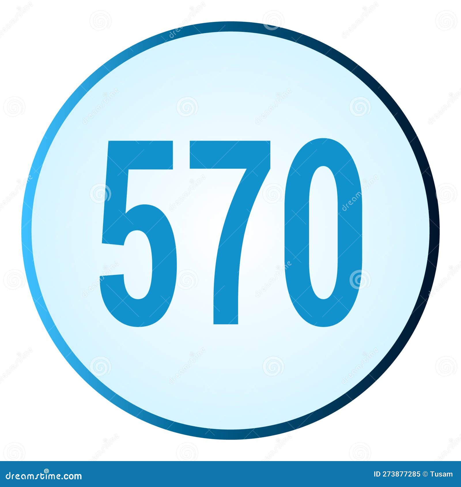 Number 570 Symbol or Logo with Round Frame in Blue Gradient Color Stock ...