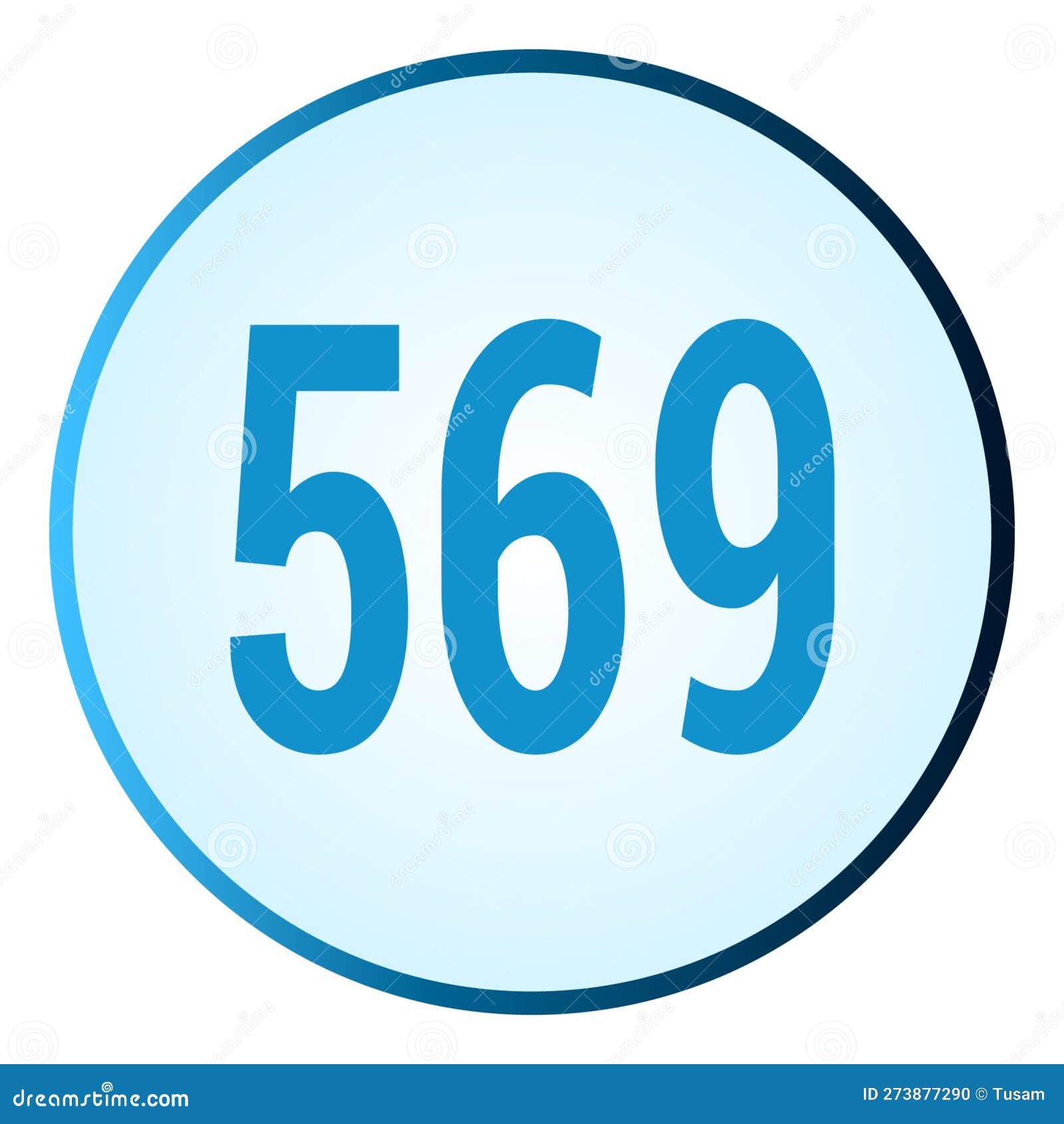 Number 569 Symbol or Logo with Round Frame in Blue Gradient Color Stock ...