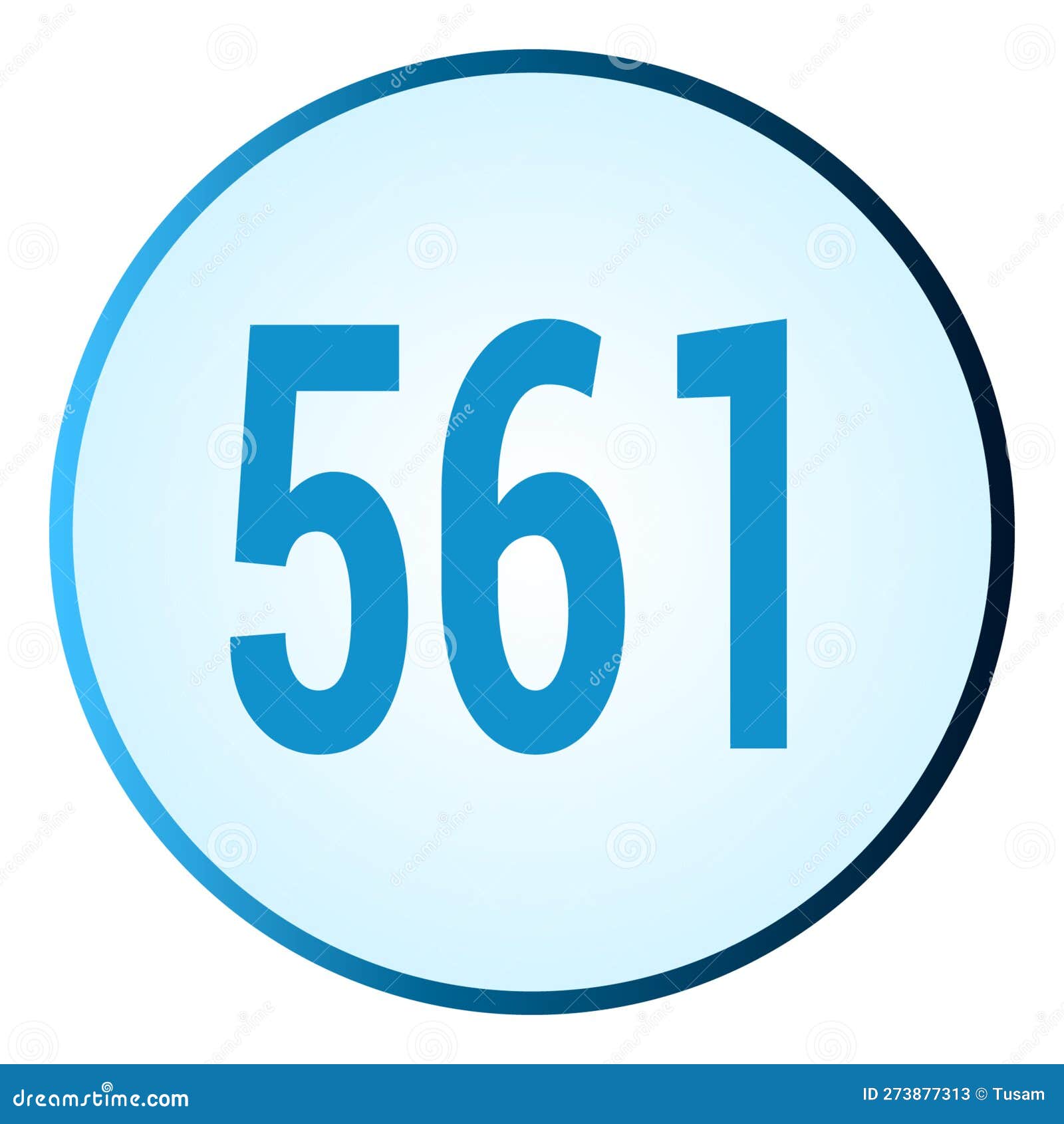Number 561 Symbol or Logo with Round Frame in Blue Gradient Color Stock ...