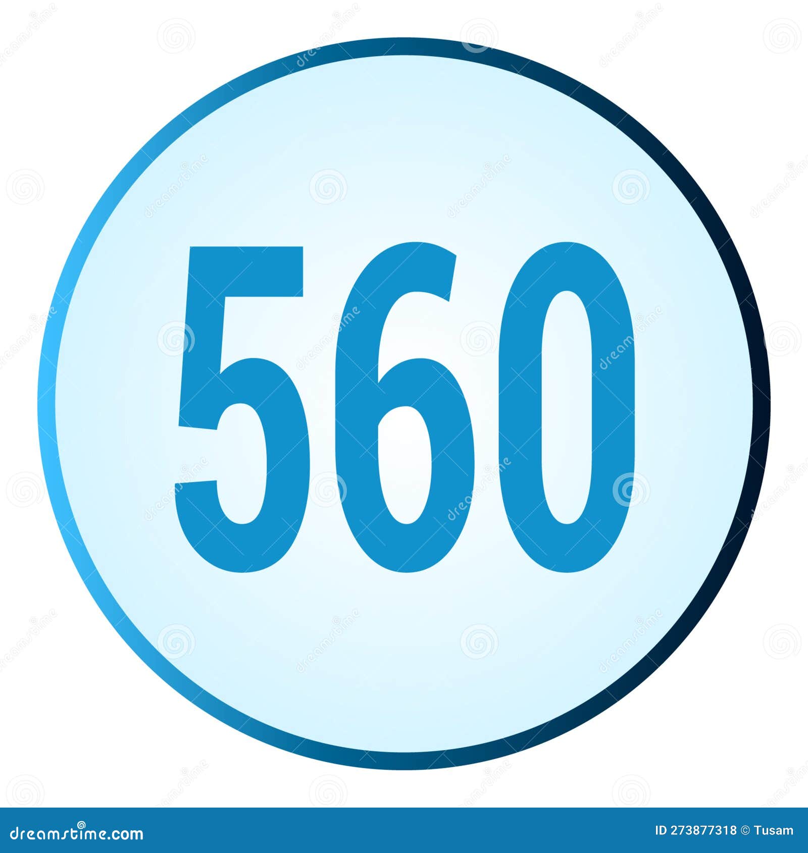 Number 560 Symbol or Logo with Round Frame in Blue Gradient Color Stock ...