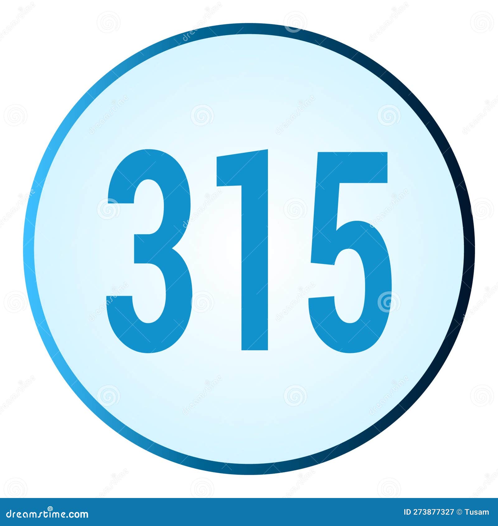 Number 315 Symbol or Logo with Round Frame in Blue Gradient Color Stock ...