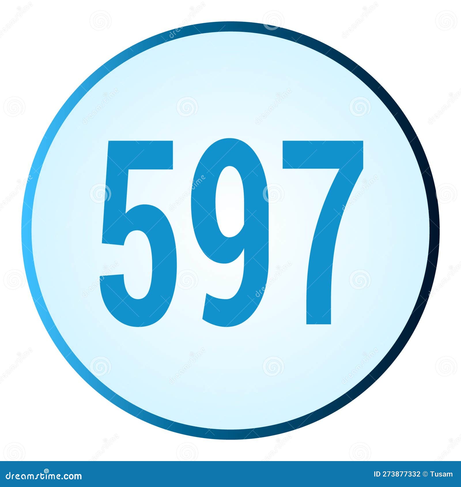 Number 597 Symbol or Logo with Round Frame in Blue Gradient Color Stock ...