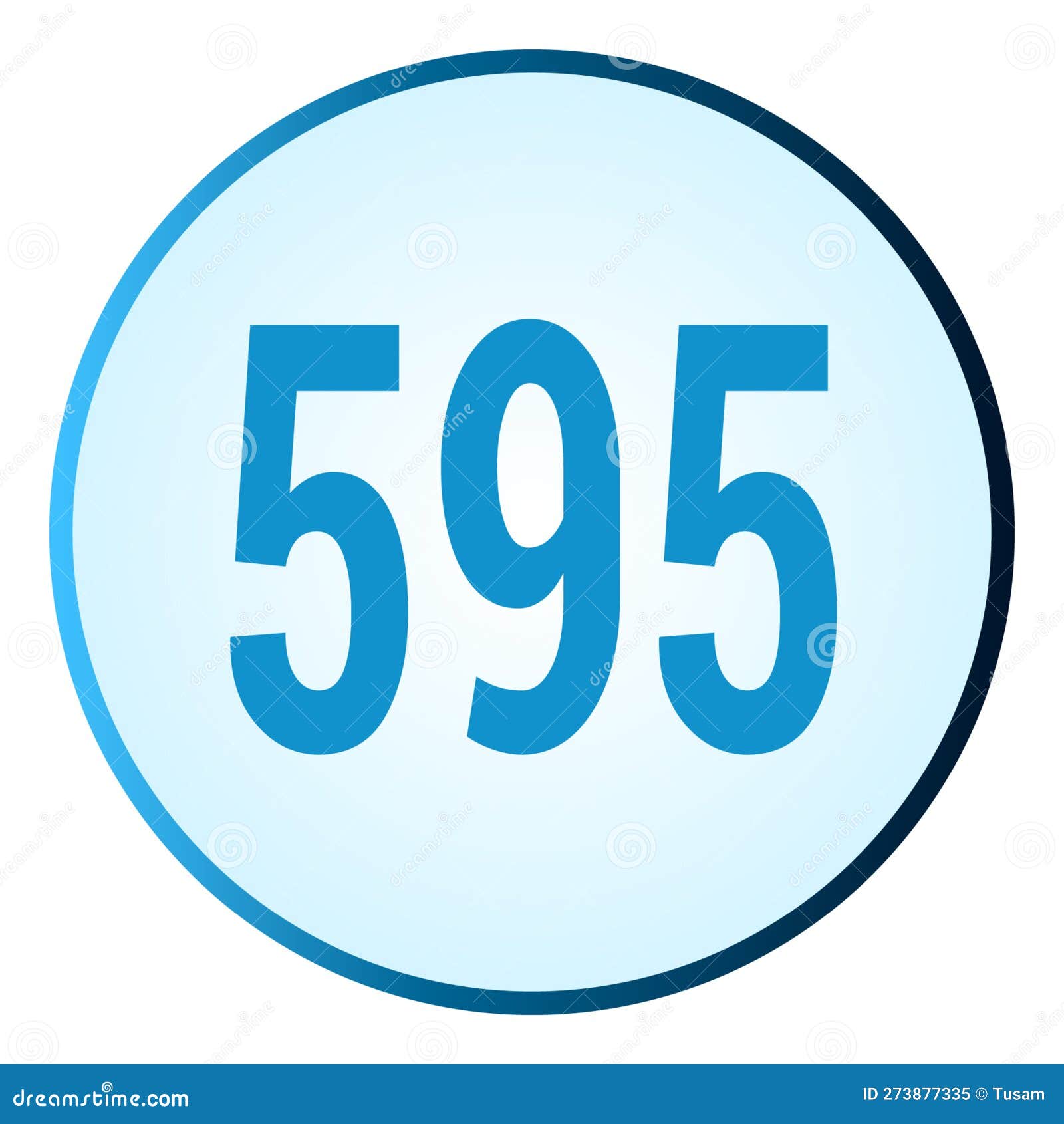Number 595 Symbol or Logo with Round Frame in Blue Gradient Color Stock ...