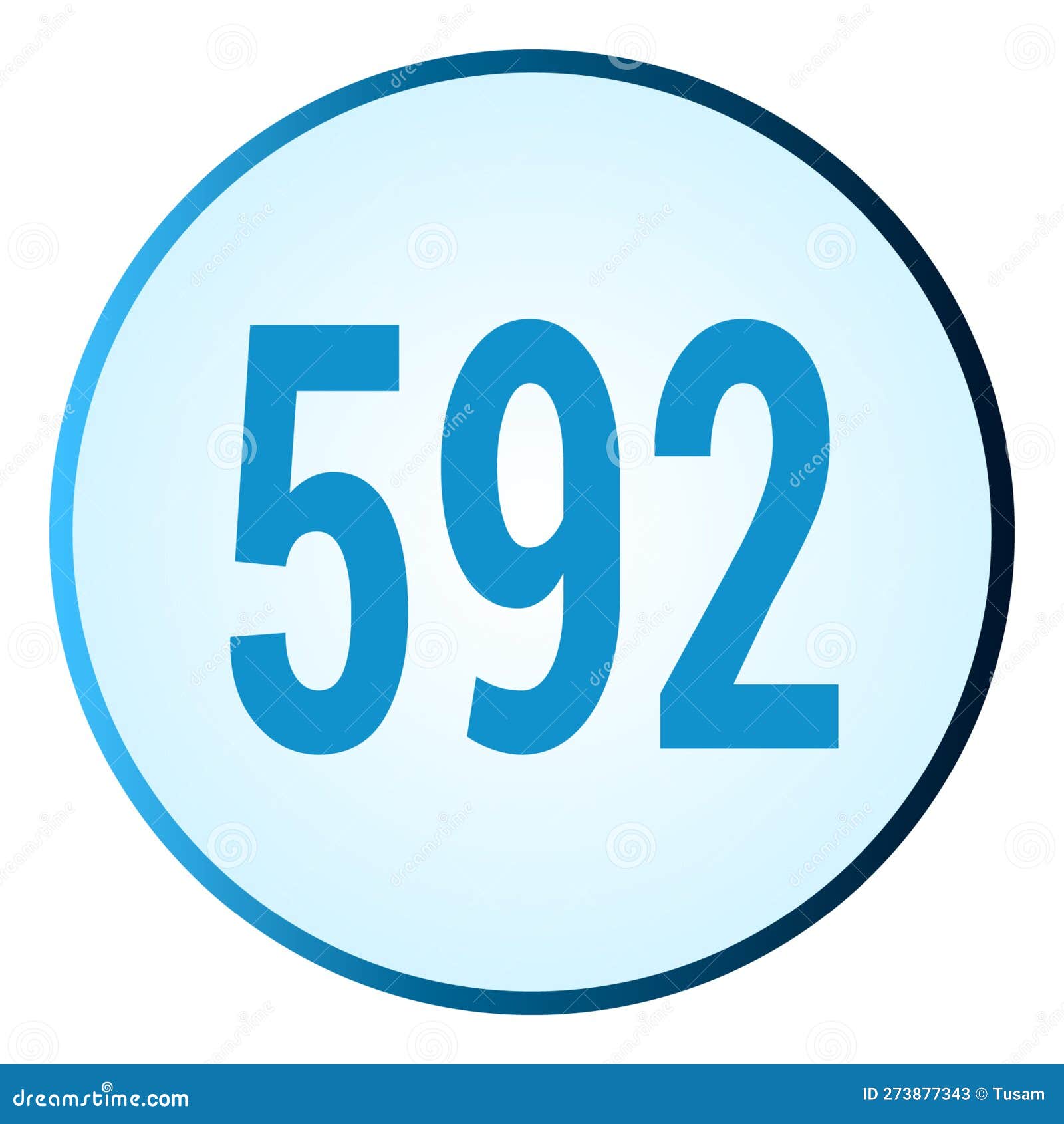 Number 592 Symbol or Logo with Round Frame in Blue Gradient Color Stock ...