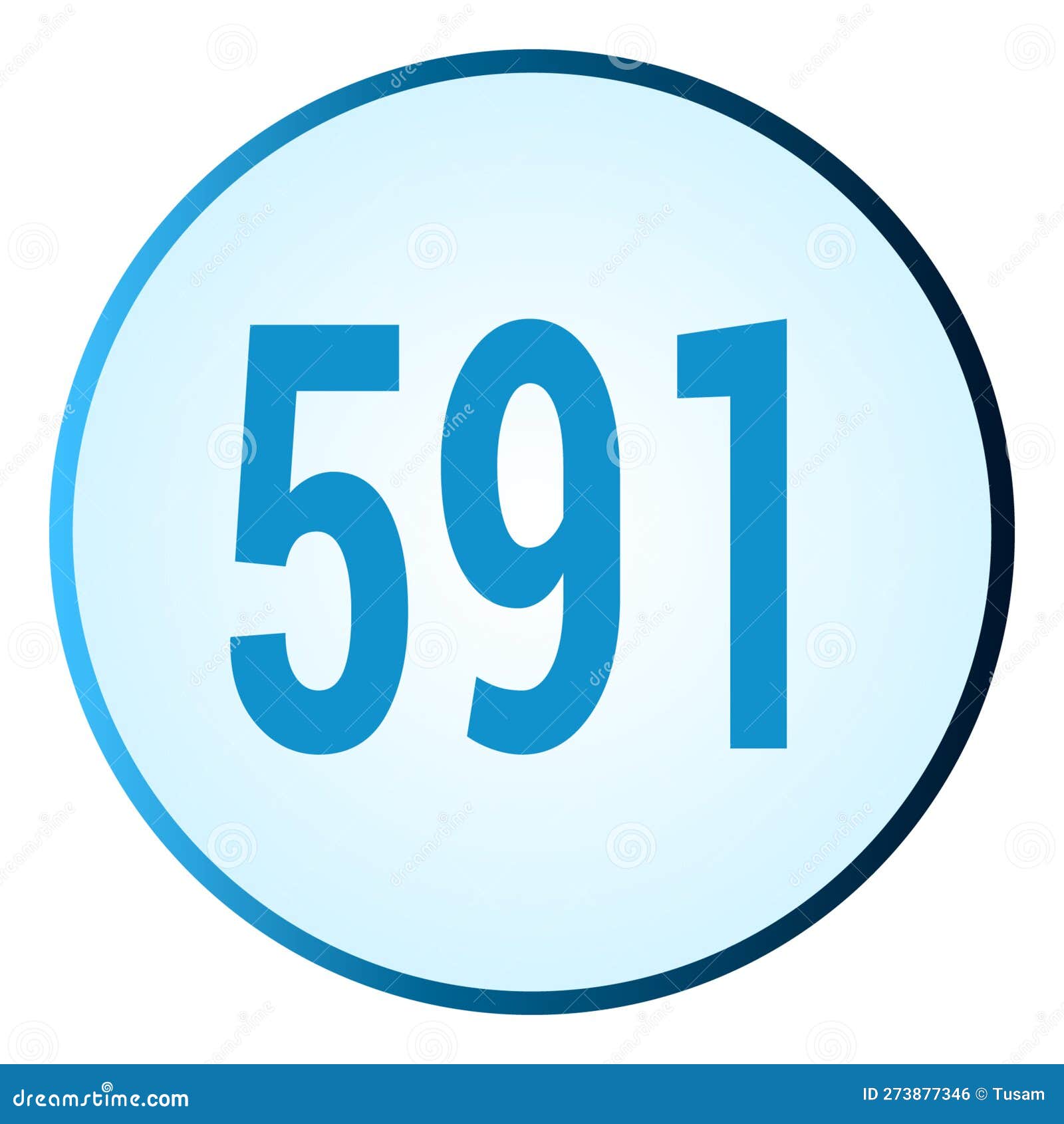 Number 591 Symbol or Logo with Round Frame in Blue Gradient Color Stock ...