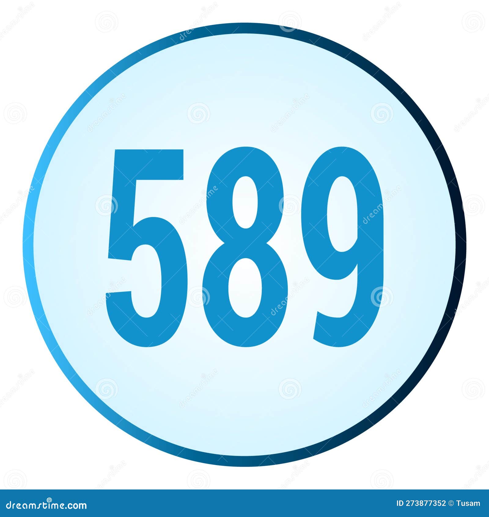 Number 589 Symbol or Logo with Round Frame in Blue Gradient Color Stock ...