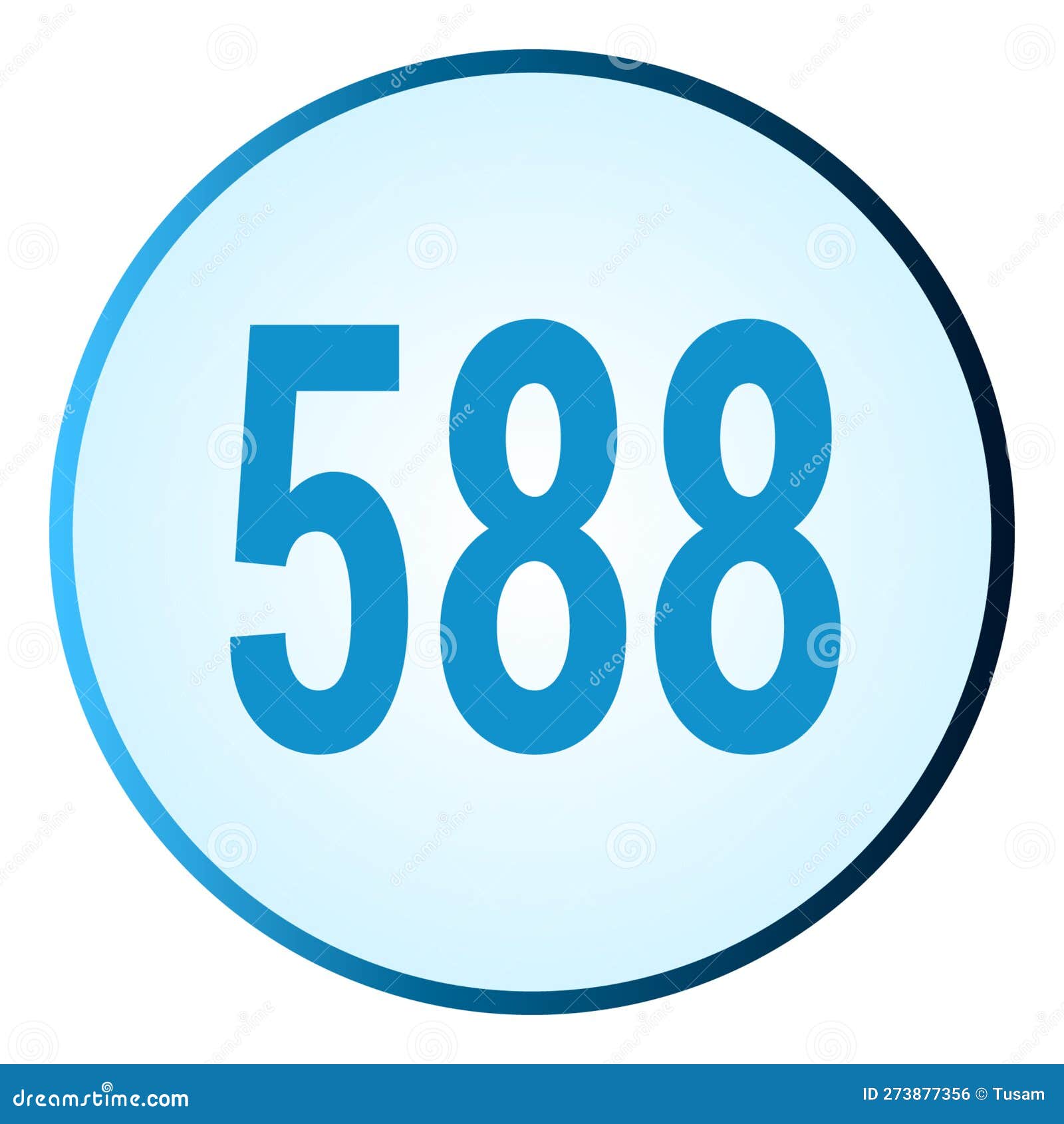 Number 588 Symbol or Logo with Round Frame in Blue Gradient Color Stock ...