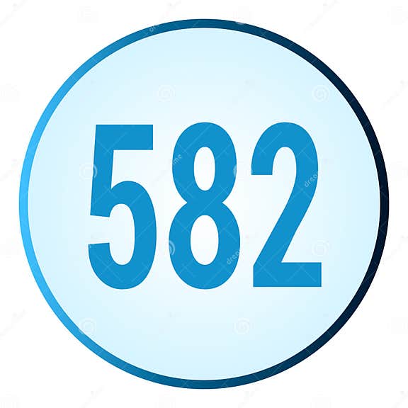 Number 582 Symbol or Logo with Round Frame in Blue Gradient Color Stock ...