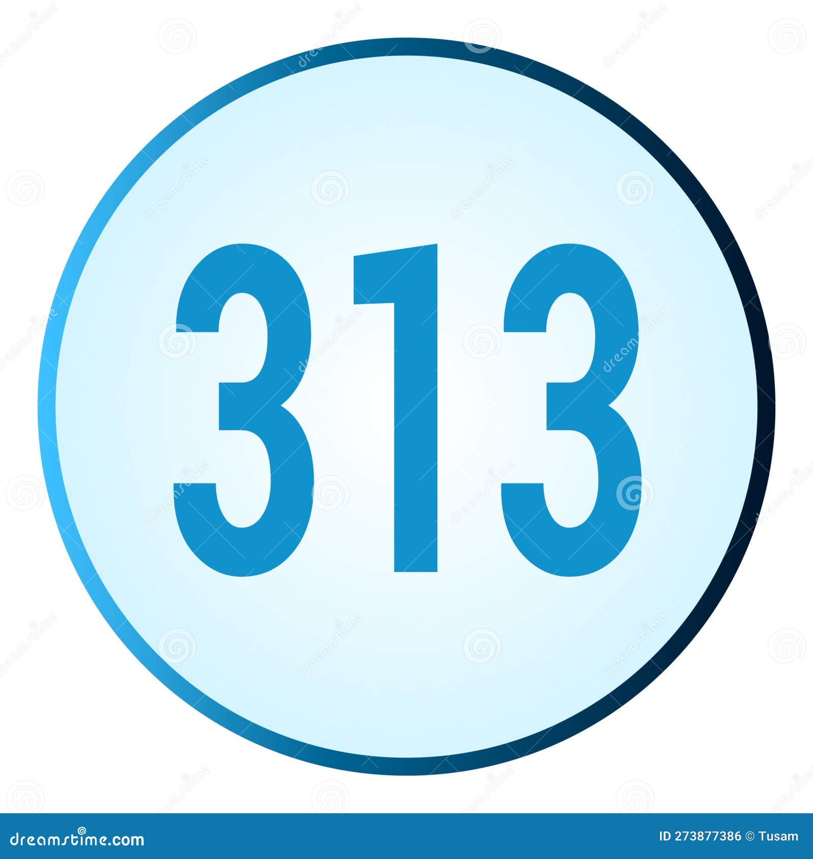 Number 313 Symbol or Logo with Round Frame in Blue Gradient Color Stock ...