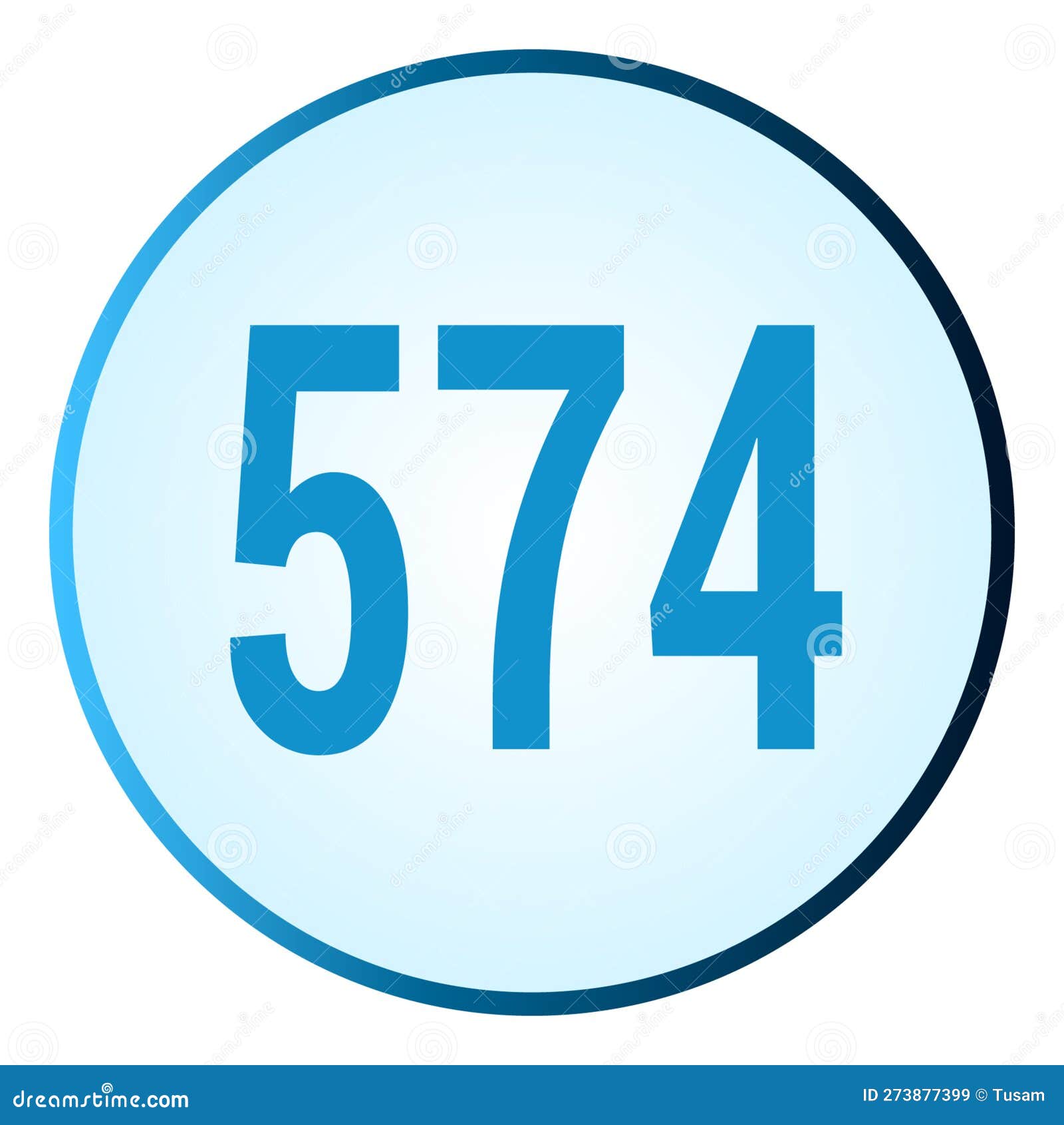 Number 574 Symbol or Logo with Round Frame in Blue Gradient Color Stock ...