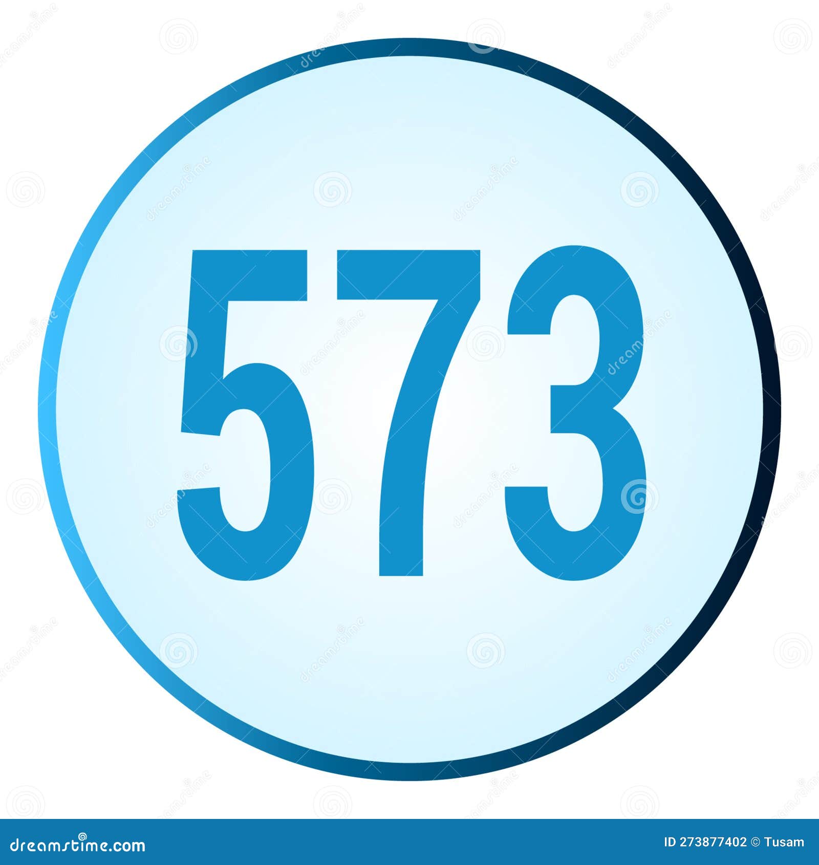 Number 573 Symbol or Logo with Round Frame in Blue Gradient Color Stock ...