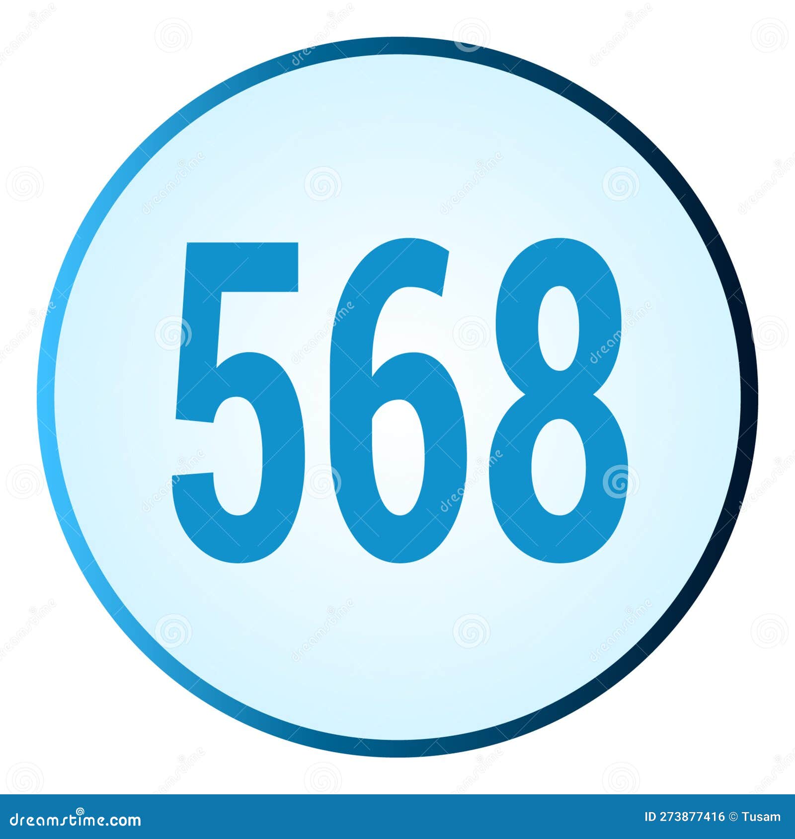 Number 568 Symbol or Logo with Round Frame in Blue Gradient Color Stock ...