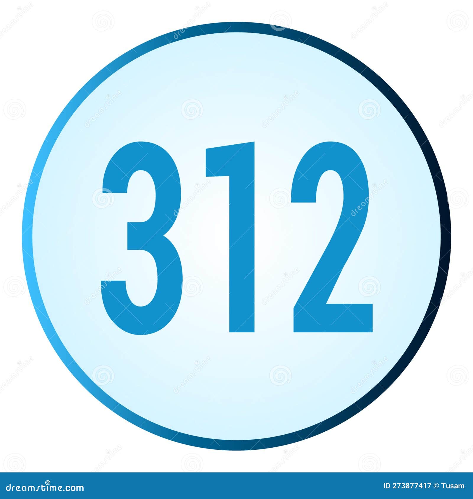 Number 312 Symbol Or Logo With Round Frame In Blue Gradient Color ...