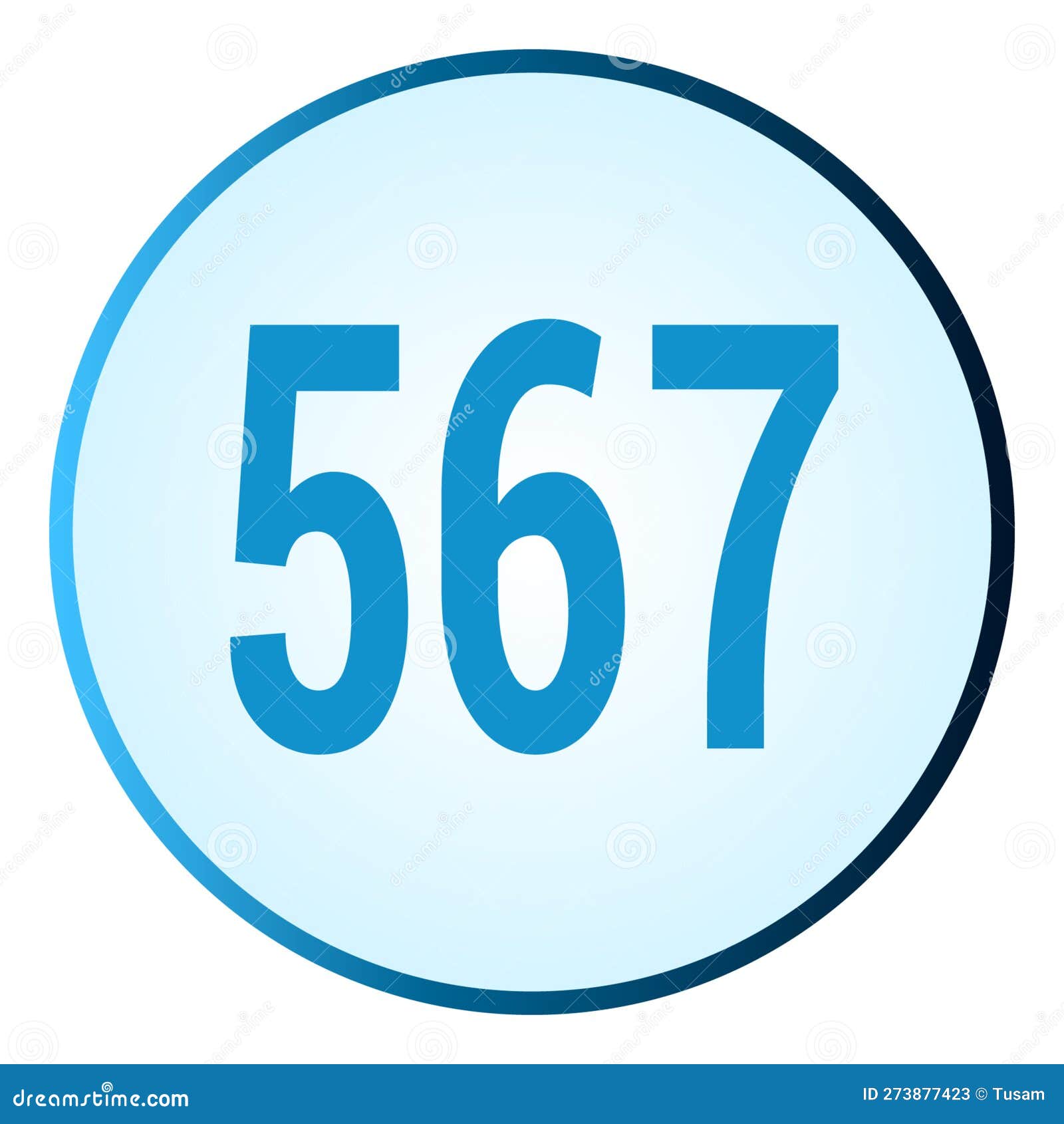 Number 567 Symbol or Logo with Round Frame in Blue Gradient Color Stock ...