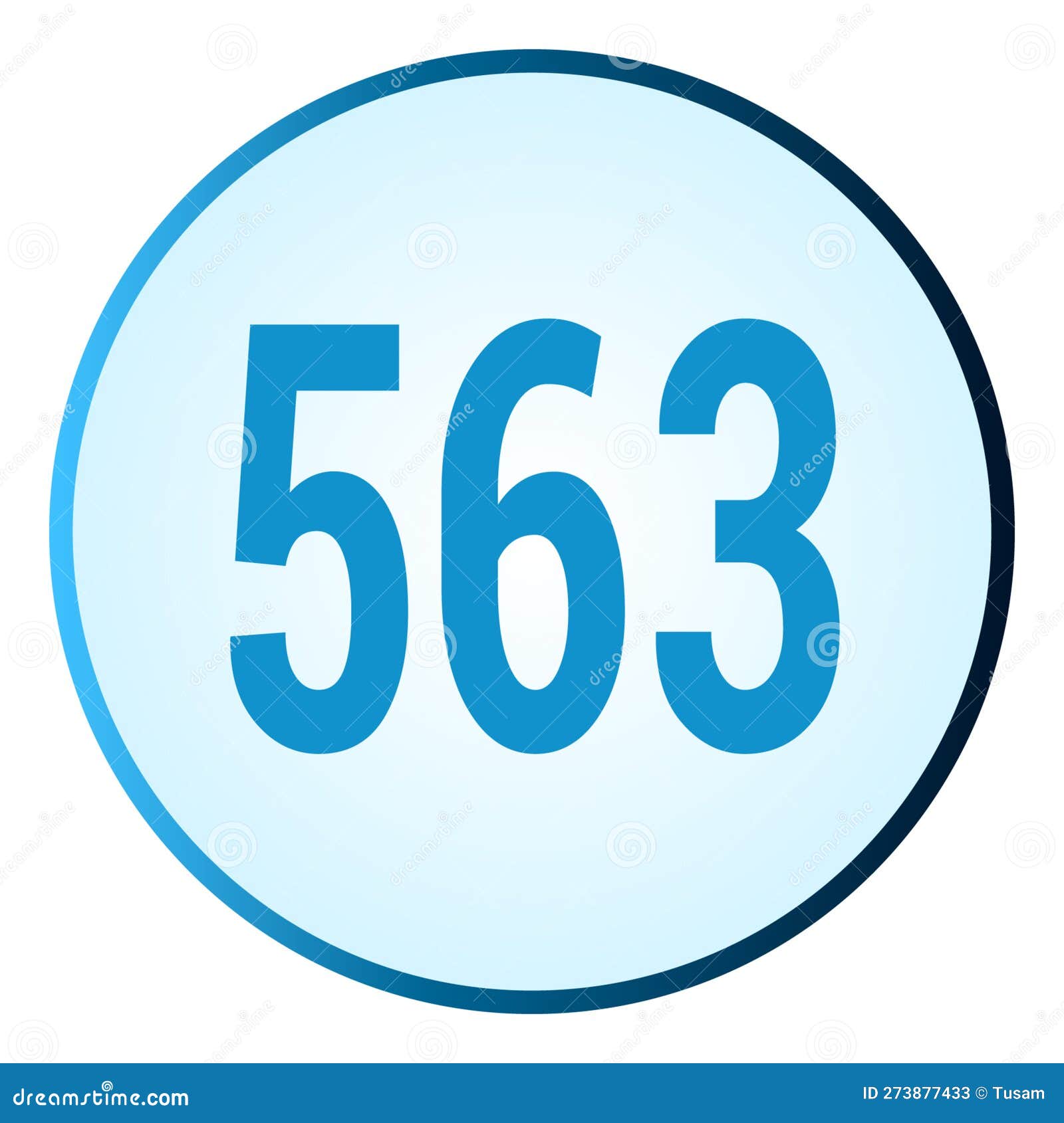 Number 563 Symbol or Logo with Round Frame in Blue Gradient Color Stock ...