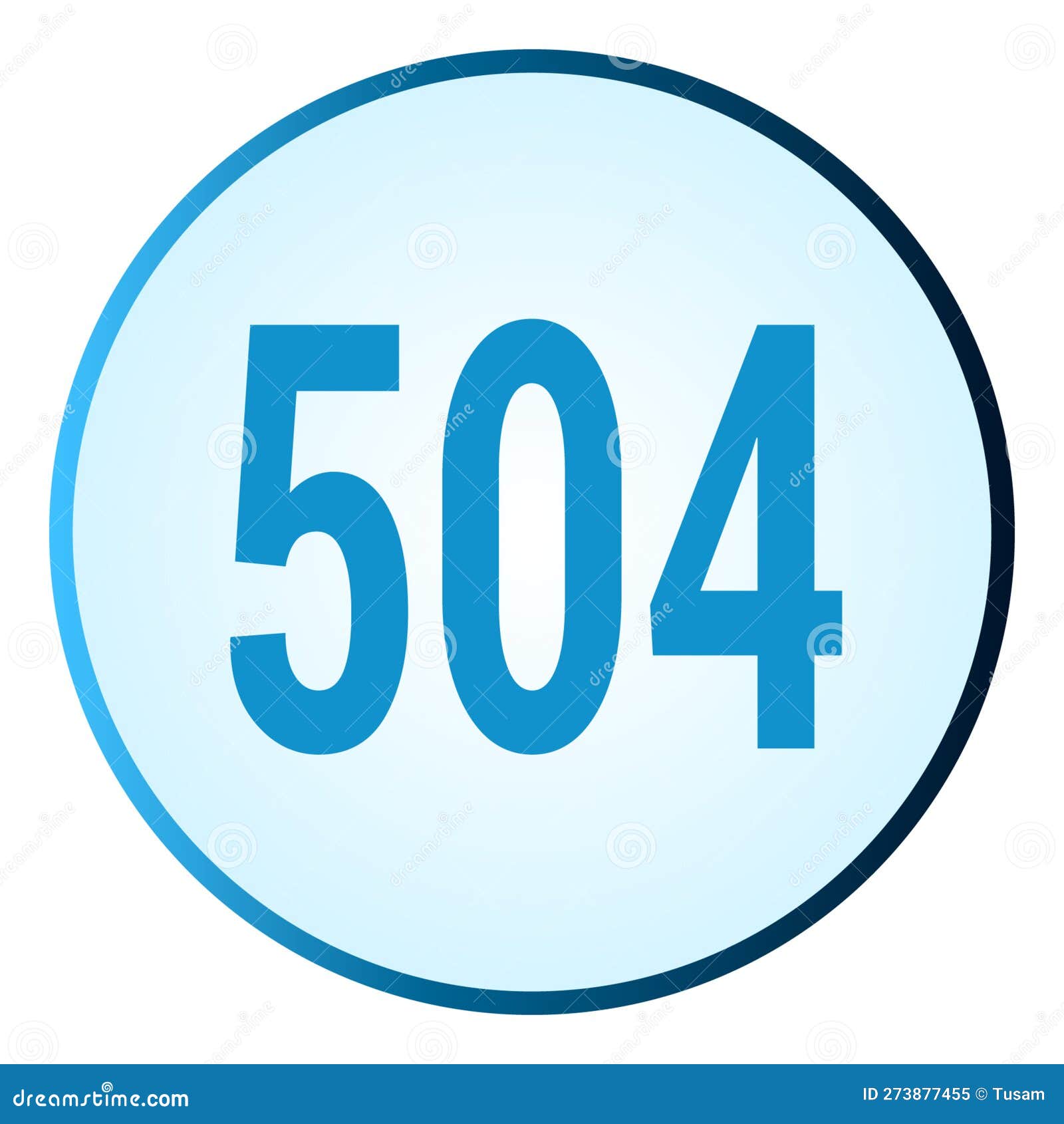 Number 504 Symbol or Logo with Round Frame in Blue Gradient Color Stock ...