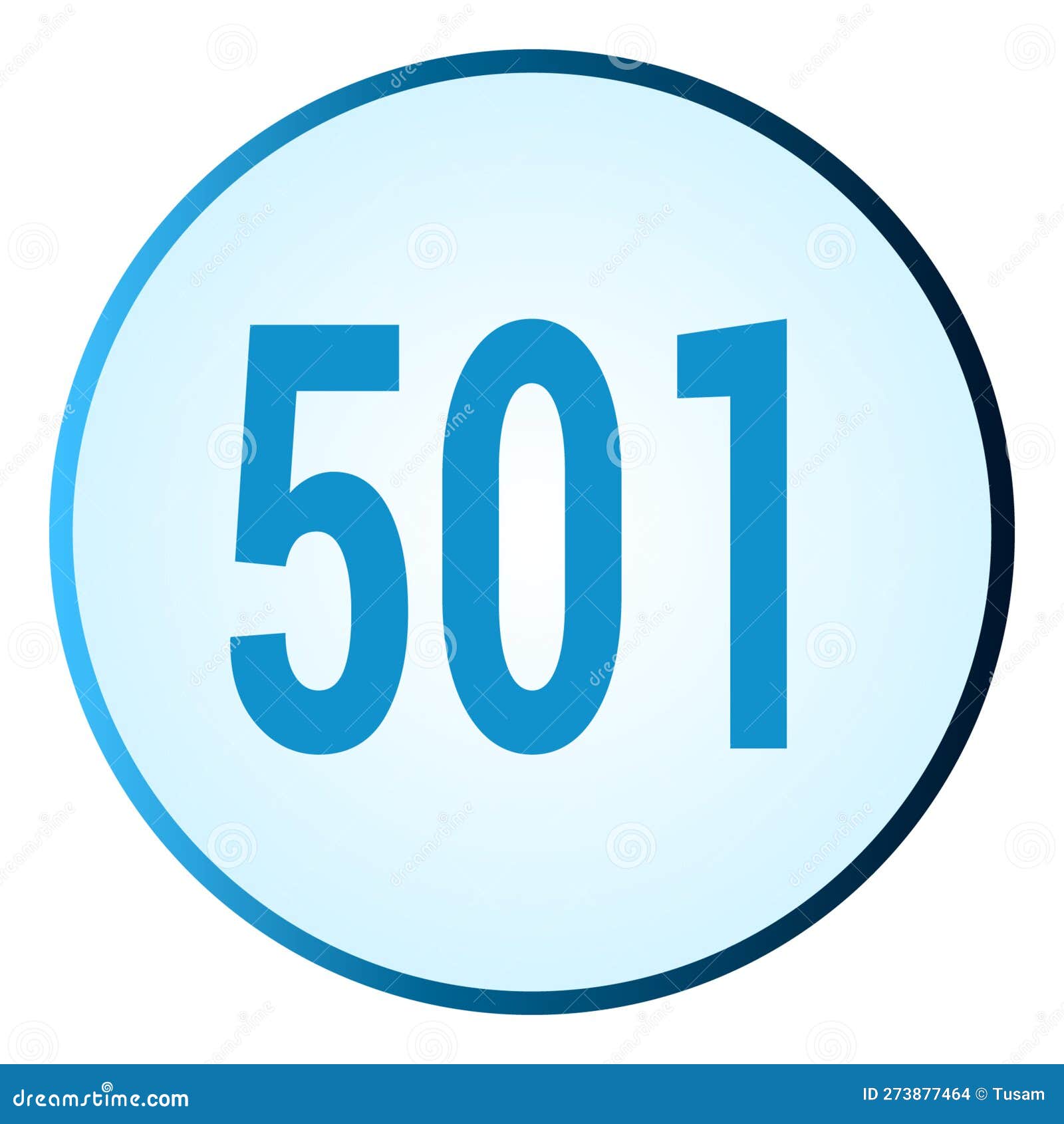 Number 501 Symbol or Logo with Round Frame in Blue Gradient Color Stock ...