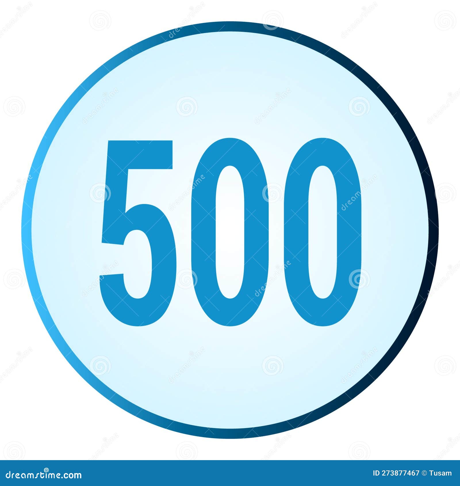 Number 500 Symbol or Logo with Round Frame in Blue Gradient Color Stock ...