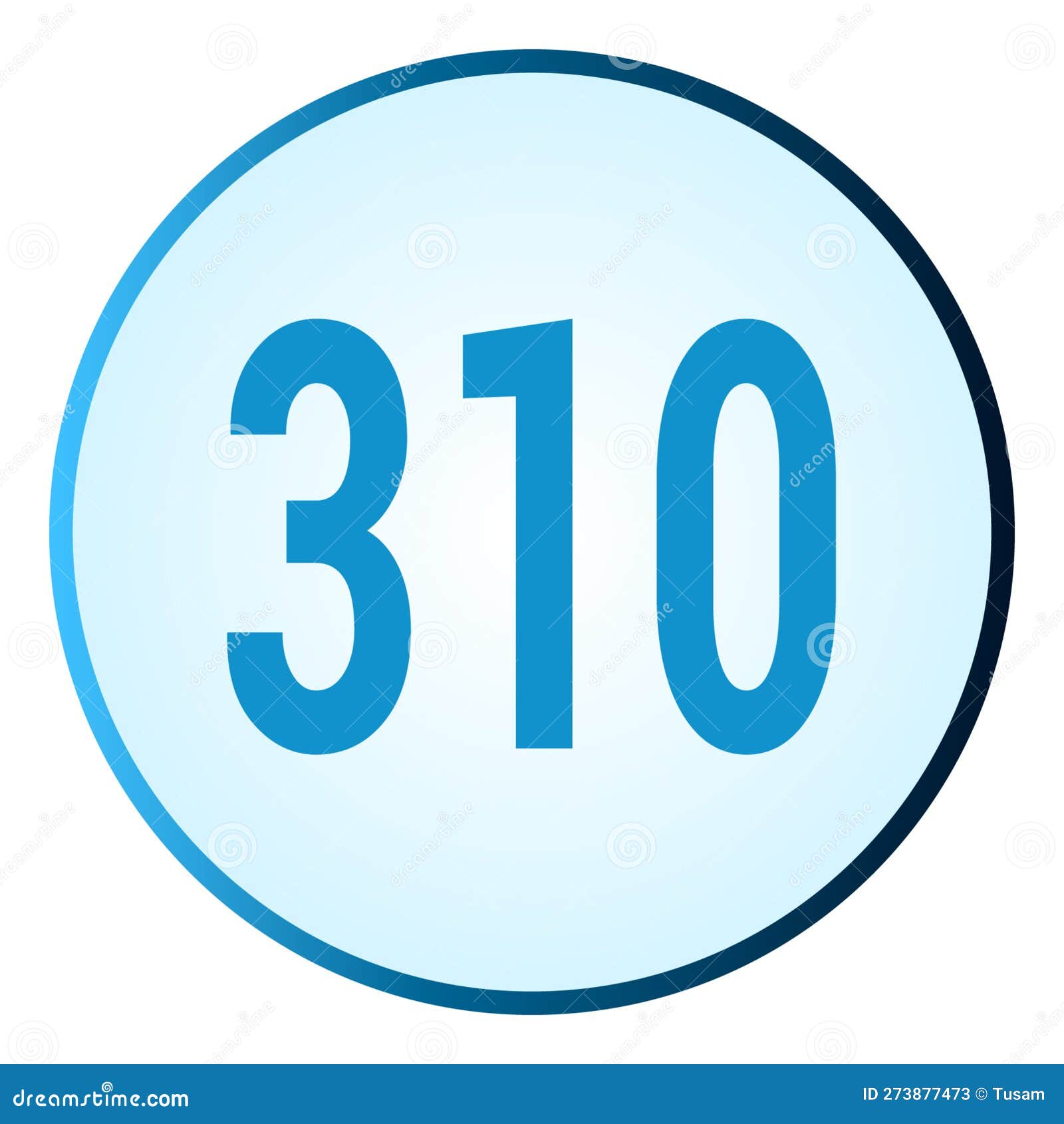 Number 310 Symbol or Logo with Round Frame in Blue Gradient Color Stock ...