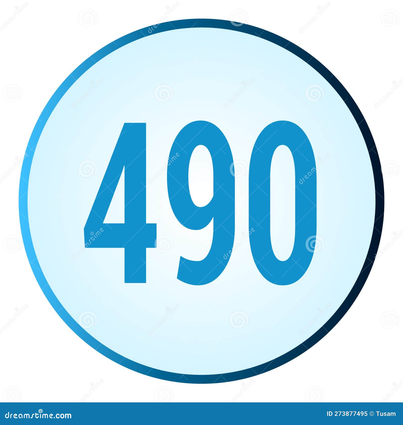 Number 490 Symbol or Logo with Round Frame in Blue Gradient Color Stock ...