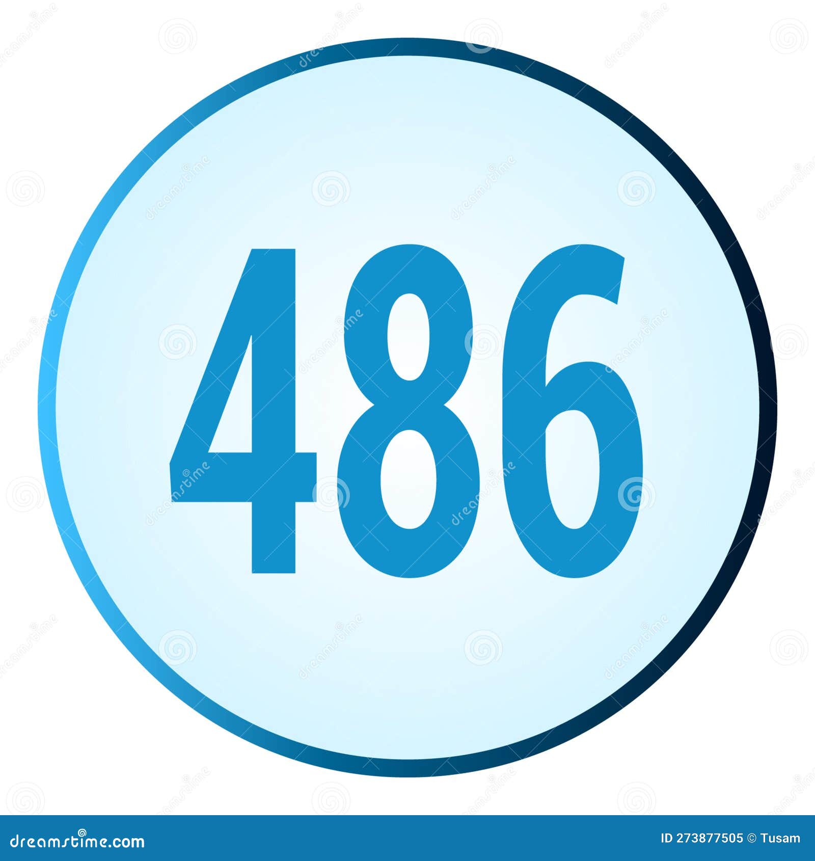Number 486 Symbol or Logo with Round Frame in Blue Gradient Color Stock ...