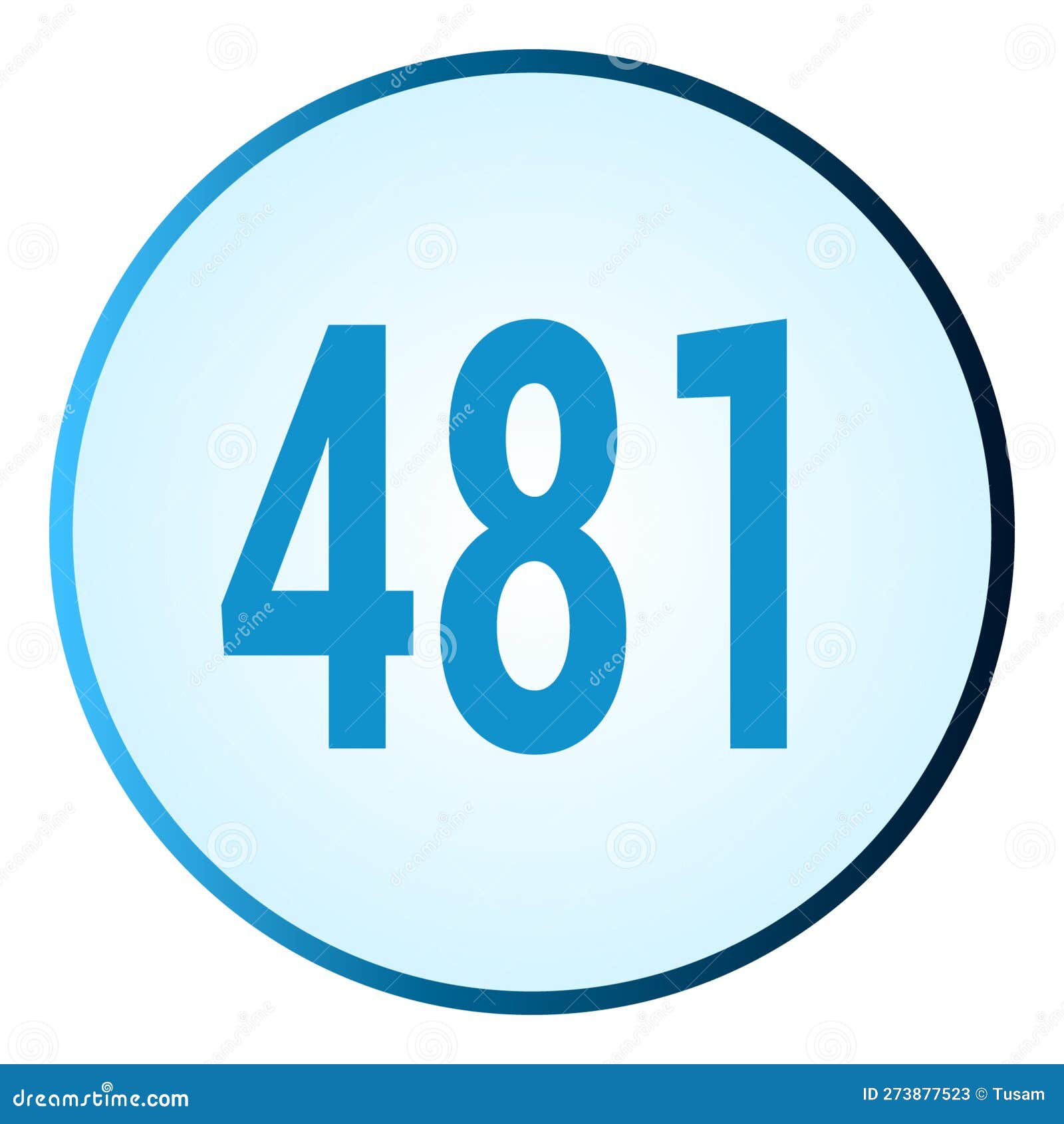 Number 481 Symbol or Logo with Round Frame in Blue Gradient Color Stock ...