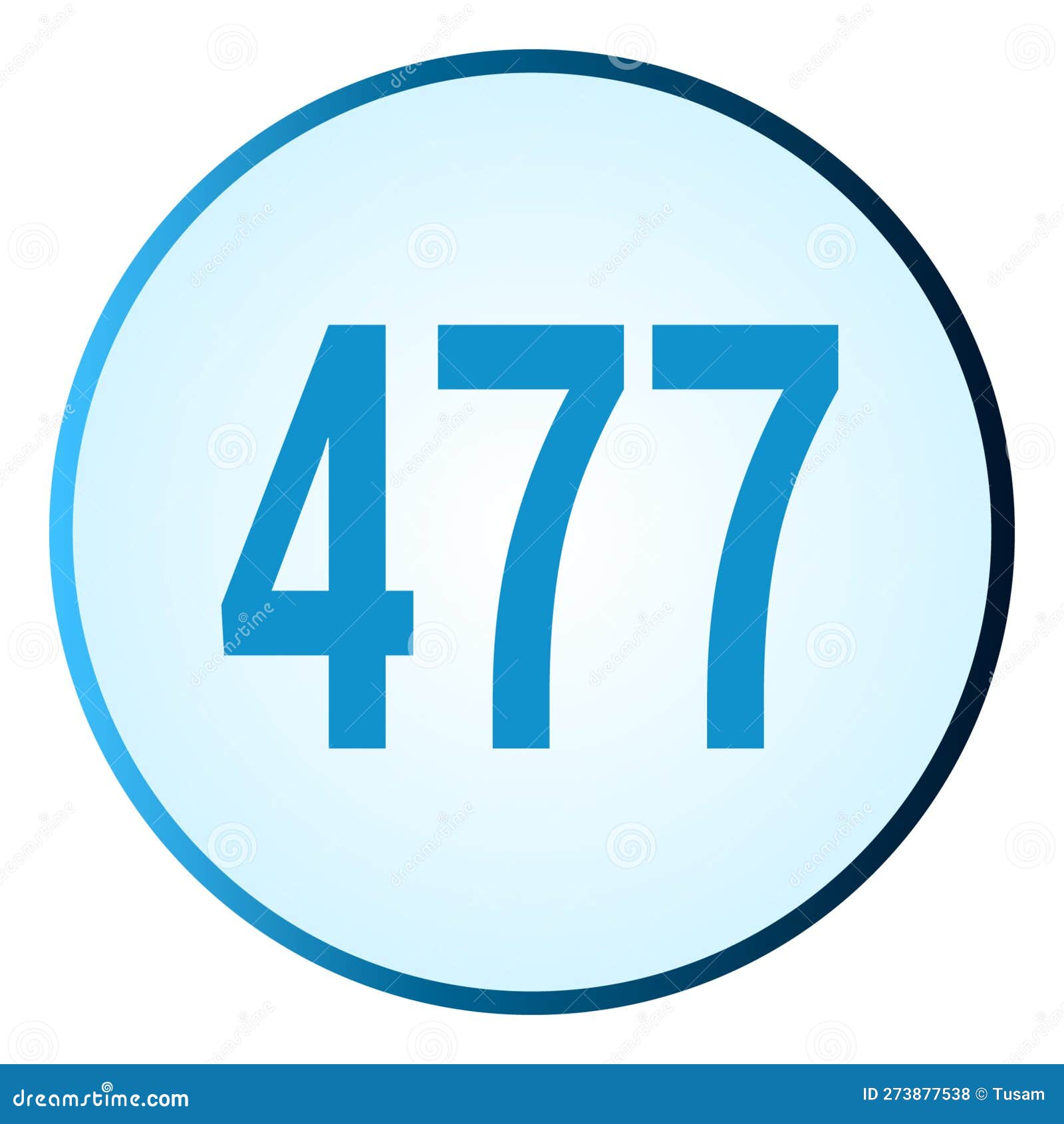 Number 477 Symbol or Logo with Round Frame in Blue Gradient Color Stock ...
