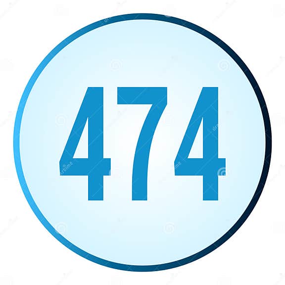 Number 474 Symbol or Logo with Round Frame in Blue Gradient Color Stock ...