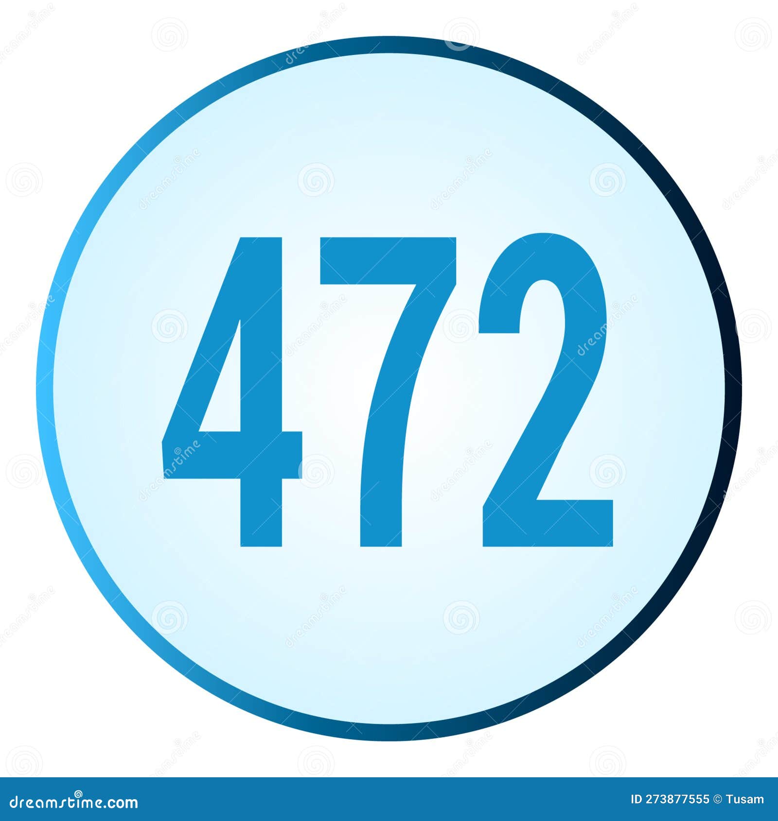 Number 472 Symbol or Logo with Round Frame in Blue Gradient Color Stock ...