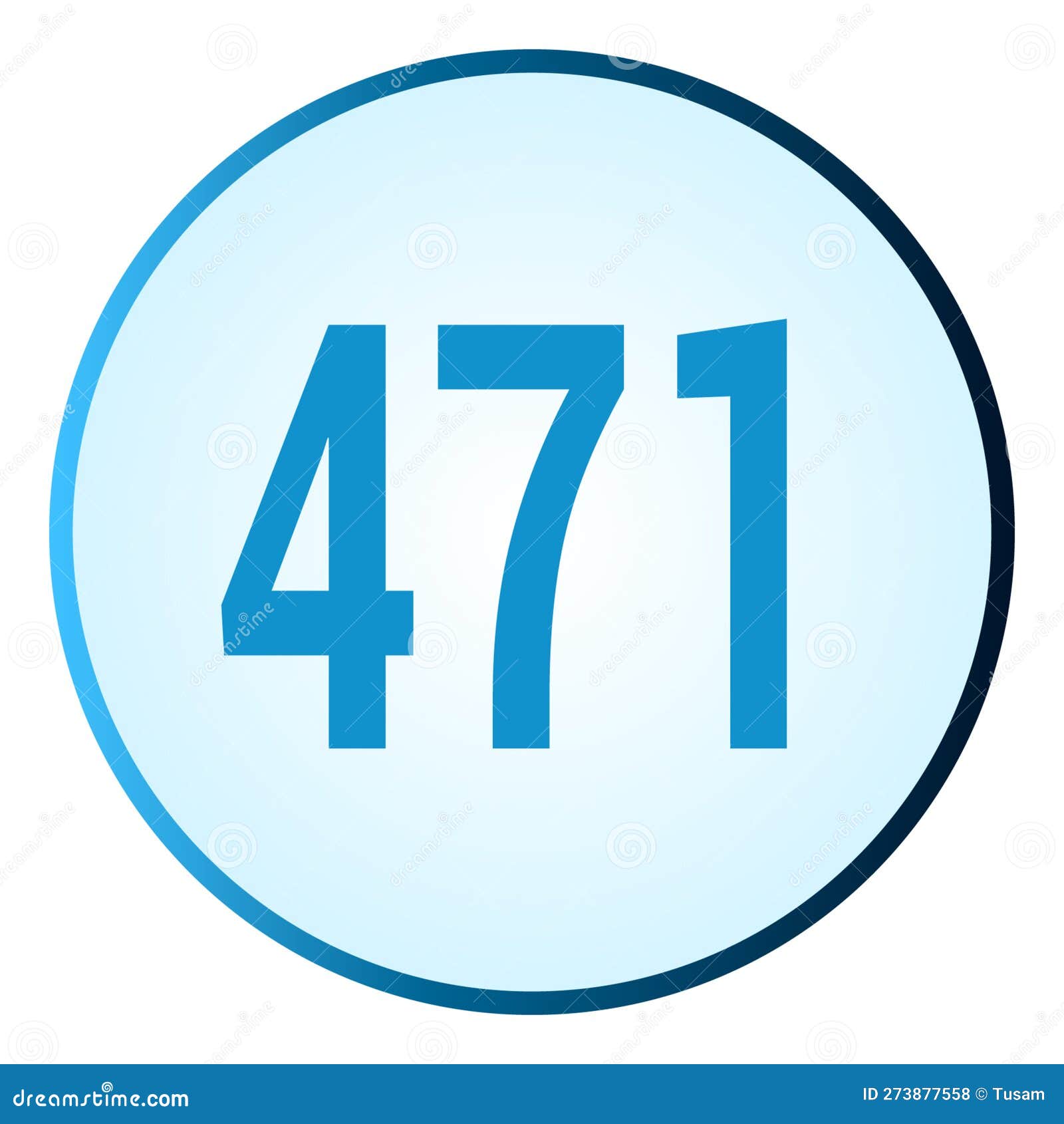Number 471 Symbol or Logo with Round Frame in Blue Gradient Color Stock ...