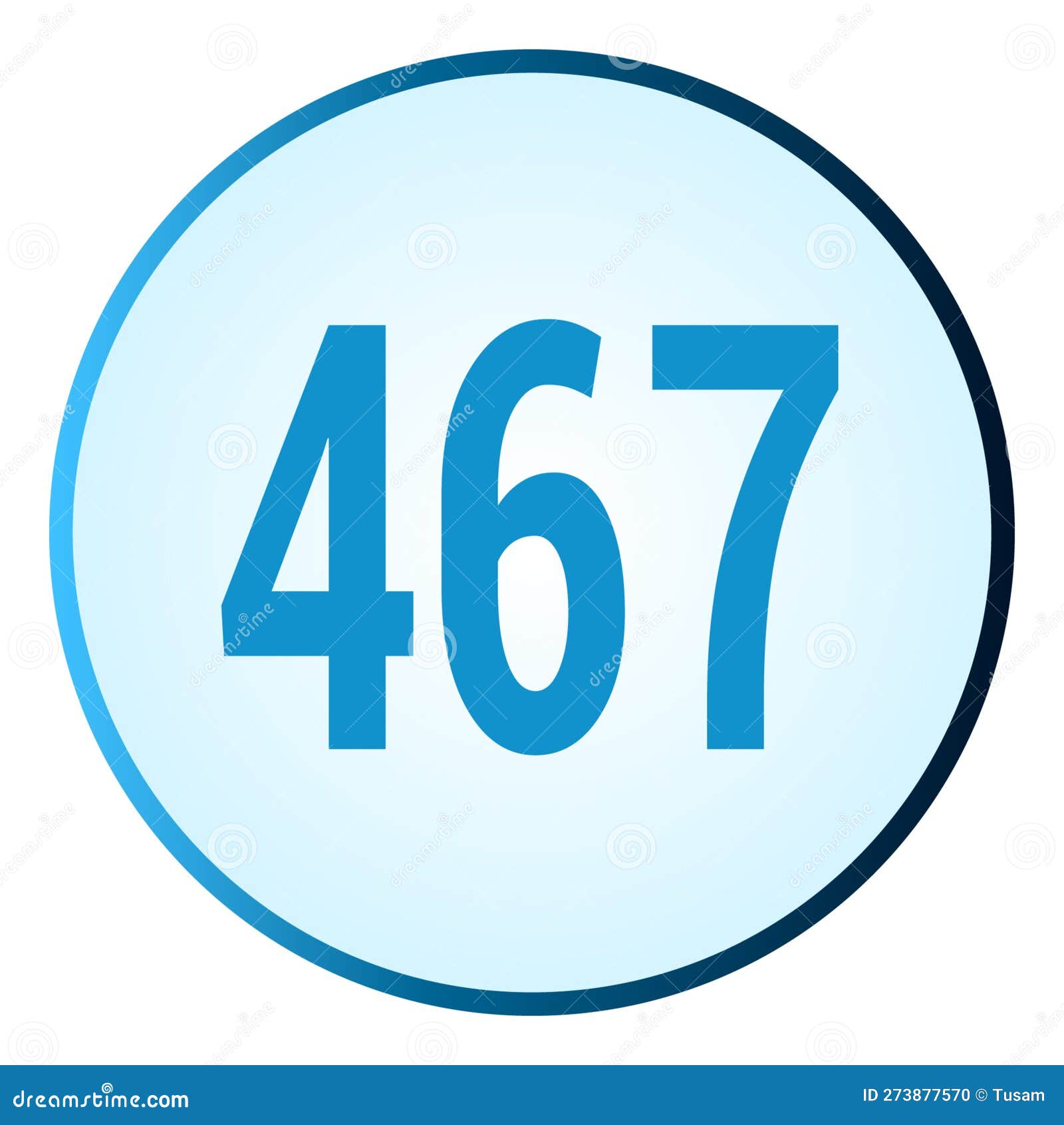 Number 467 Symbol or Logo with Round Frame in Blue Gradient Color Stock ...