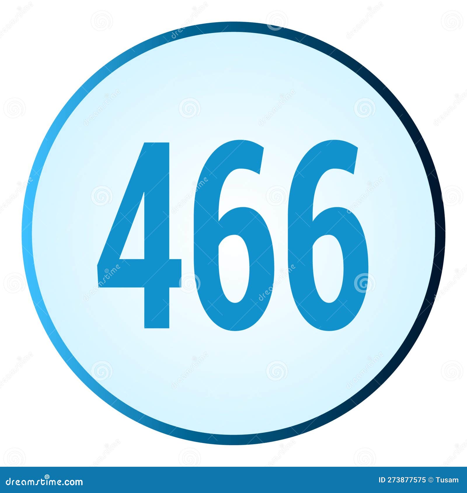 Number 466 Symbol or Logo with Round Frame in Blue Gradient Color Stock ...