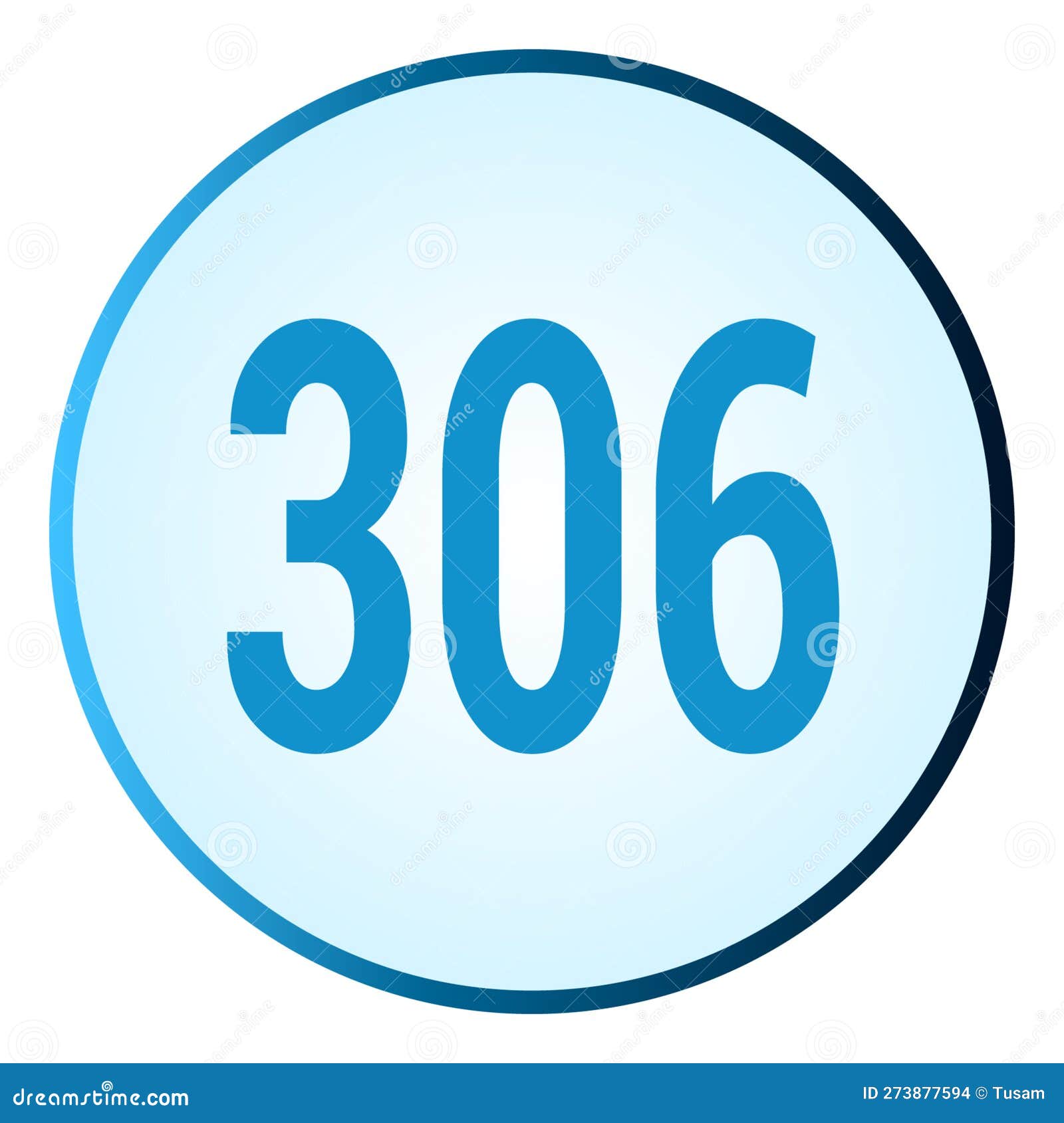Number 306 Symbol or Logo with Round Frame in Blue Gradient Color Stock ...