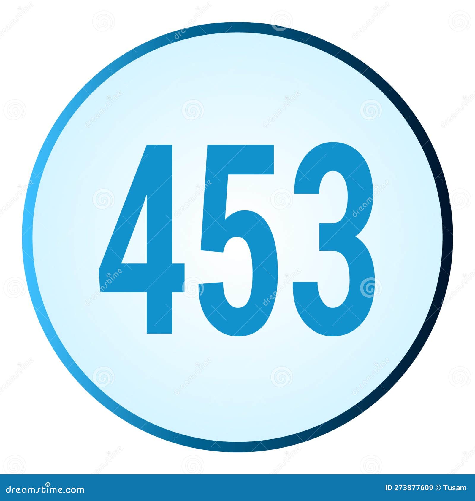 Number 453 Symbol or Logo with Round Frame in Blue Gradient Color Stock ...