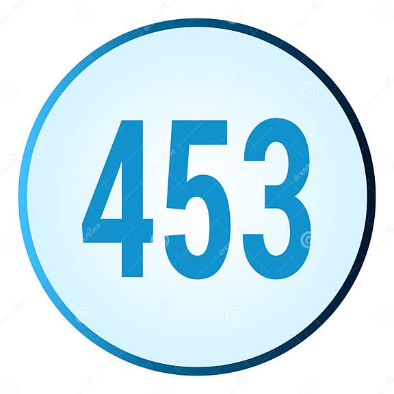 Number 453 Symbol or Logo with Round Frame in Blue Gradient Color Stock ...