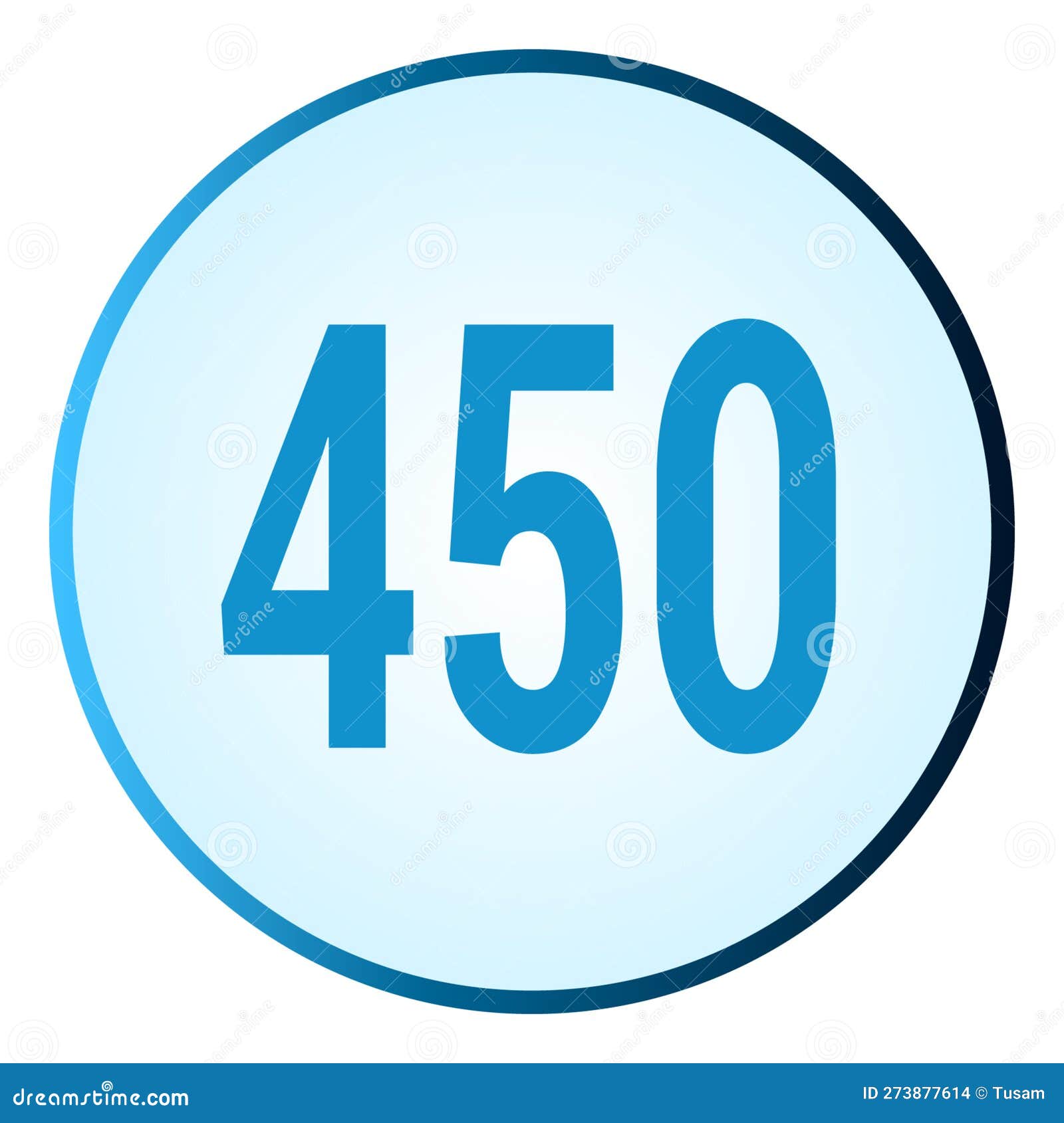 Number 450 Symbol or Logo with Round Frame in Blue Gradient Color Stock ...
