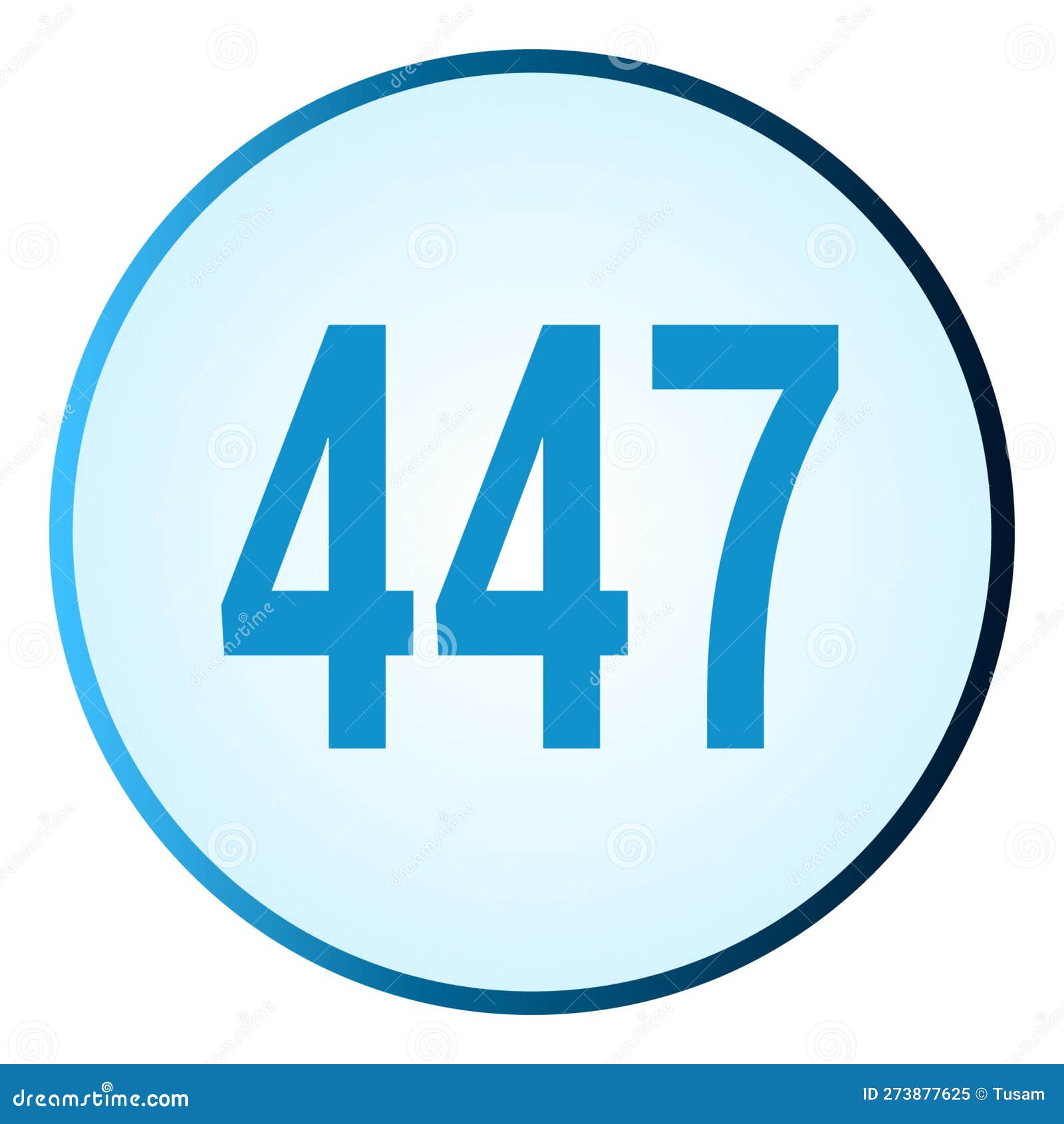 Number 447 Symbol or Logo with Round Frame in Blue Gradient Color Stock ...