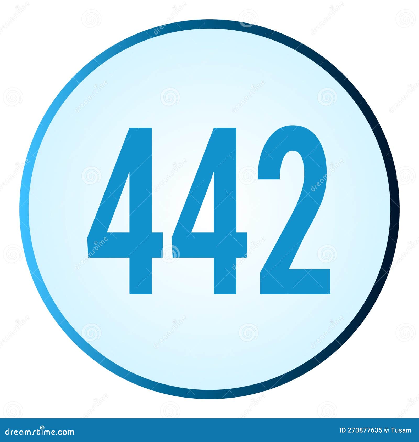 Number 442 Symbol or Logo with Round Frame in Blue Gradient Color Stock ...