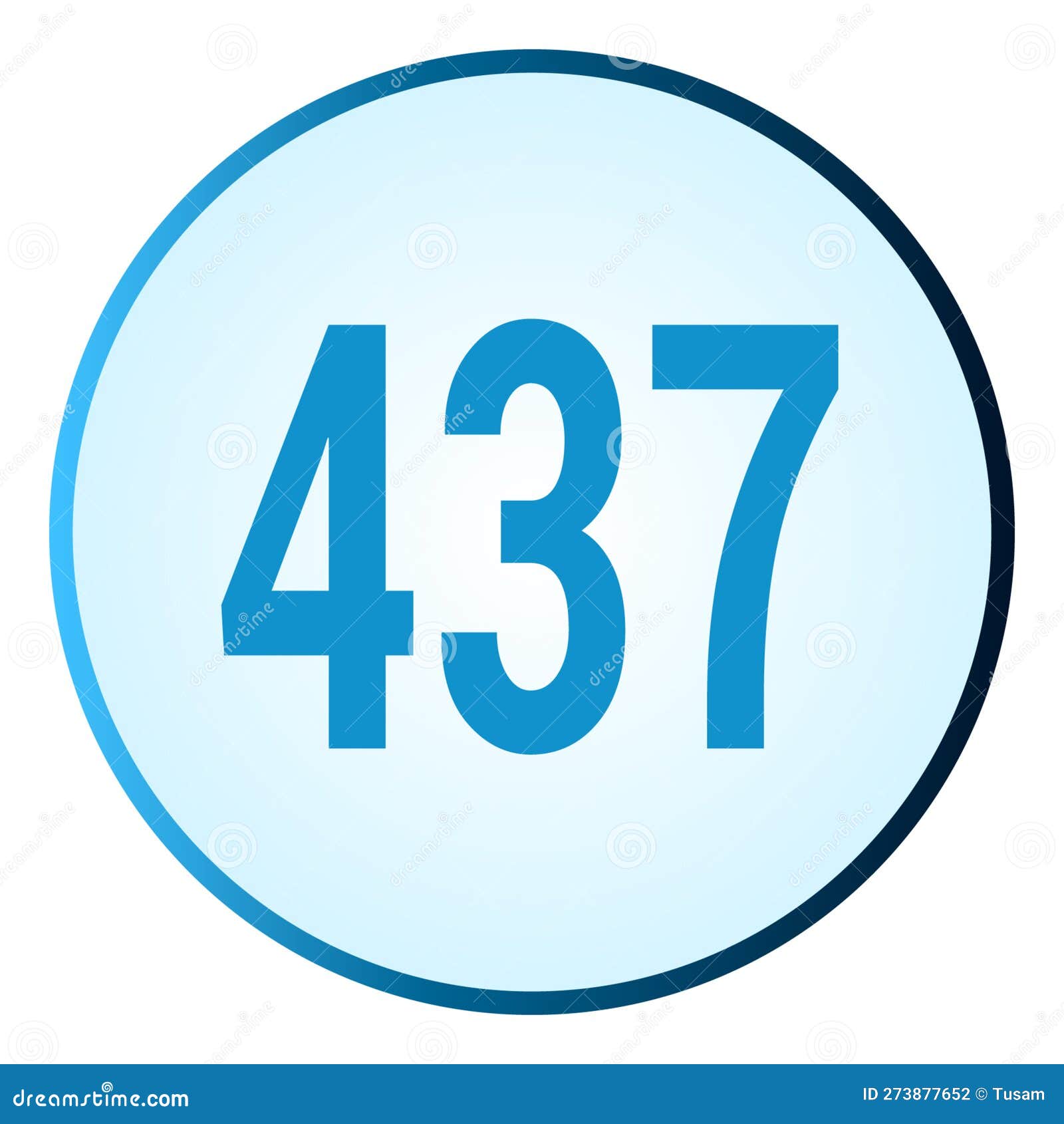 Number 437 Symbol Or Logo With Round Frame In Blue Gradient Color ...