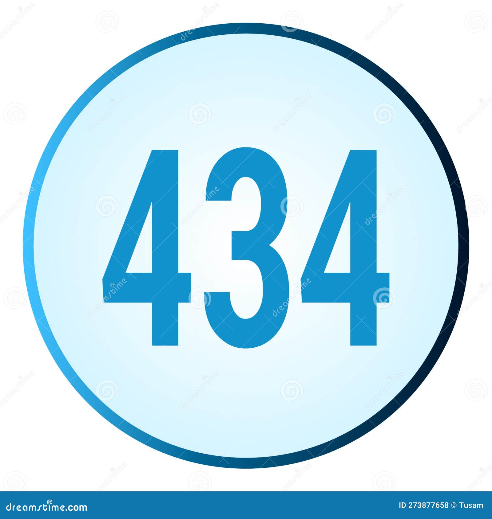 Number 434 Symbol or Logo with Round Frame in Blue Gradient Color Stock ...