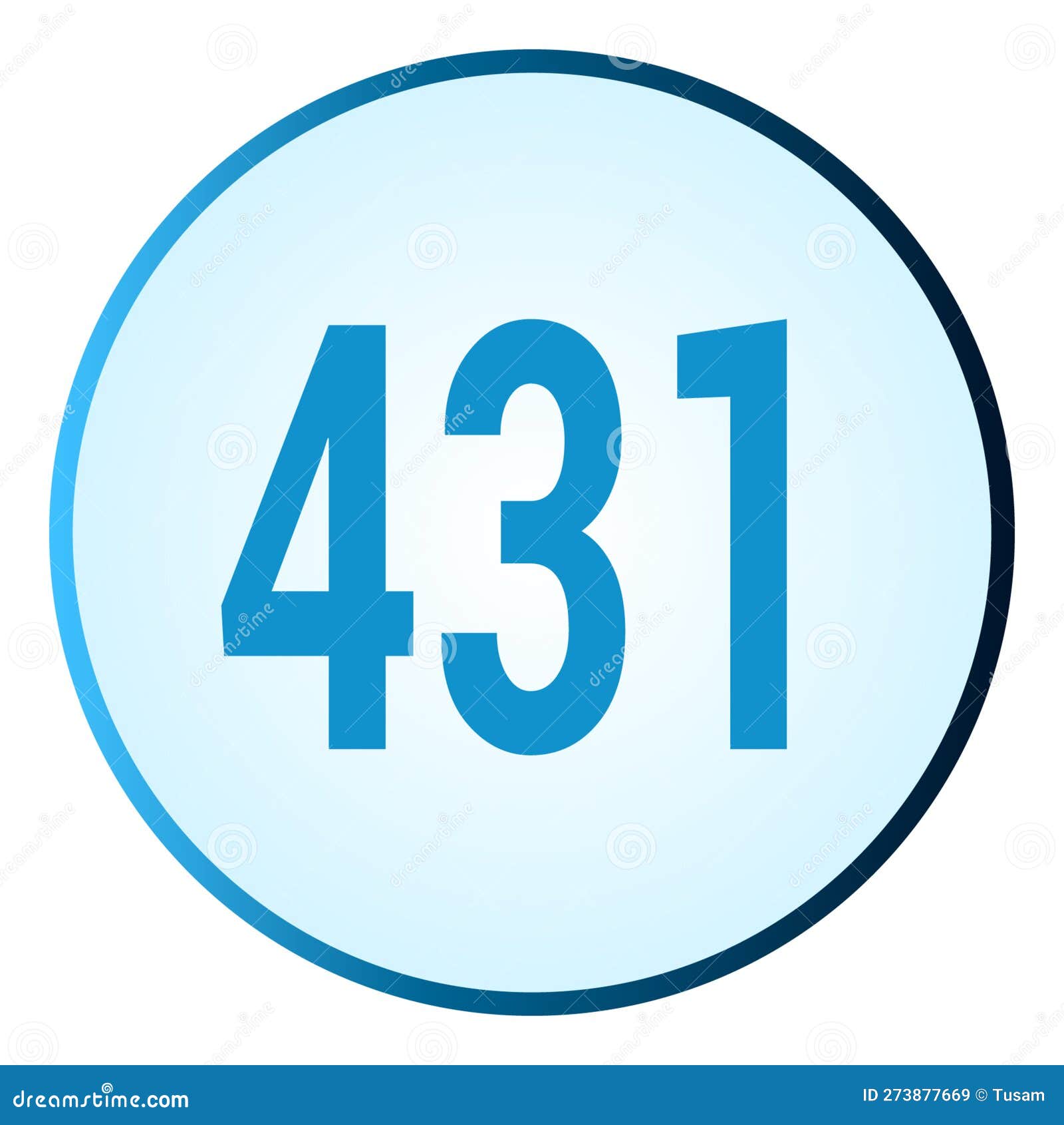 Number 431 Symbol or Logo with Round Frame in Blue Gradient Color Stock ...