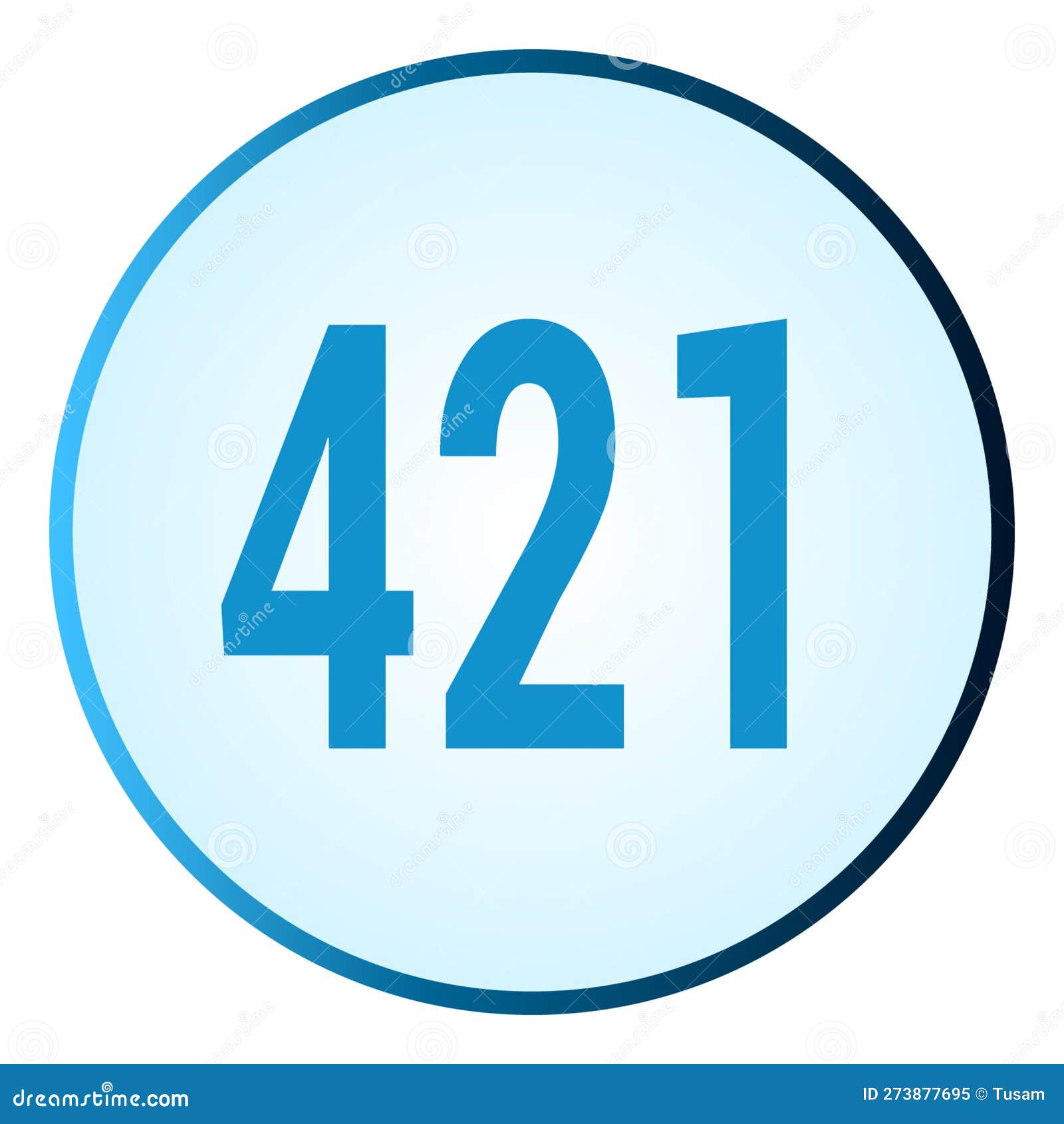 Number 421 Symbol or Logo with Round Frame in Blue Gradient Color Stock ...