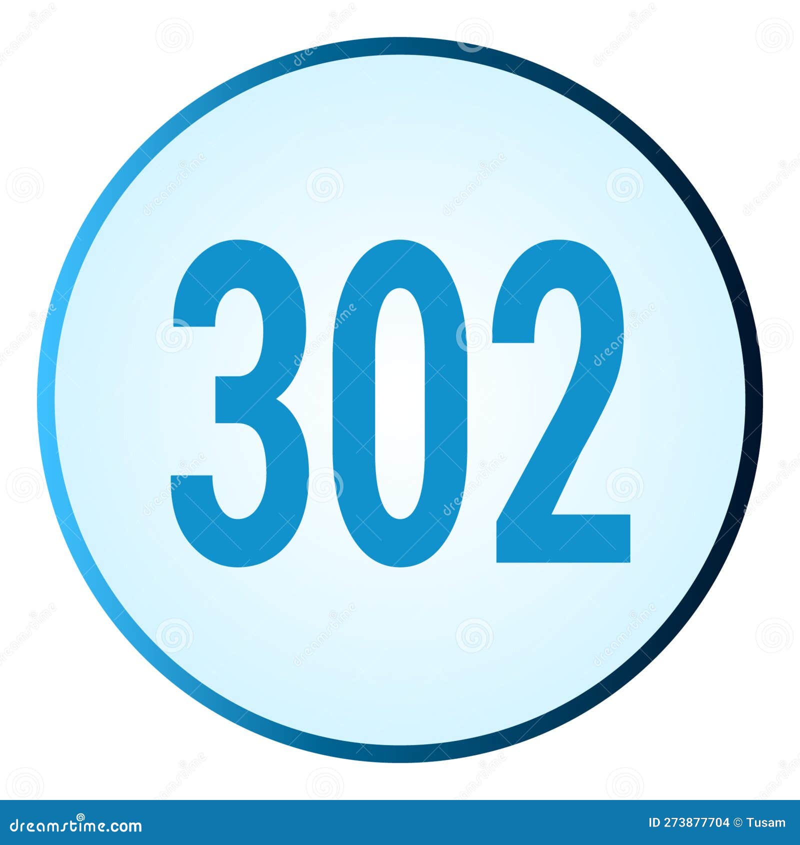Number 302 Symbol or Logo with Round Frame in Blue Gradient Color Stock ...