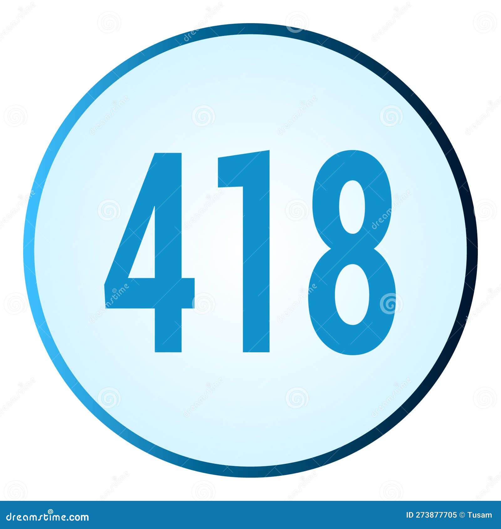 Number 418 Symbol or Logo with Round Frame in Blue Gradient Color Stock ...