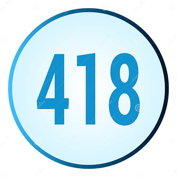 Number 418 Symbol or Logo with Round Frame in Blue Gradient Color Stock ...